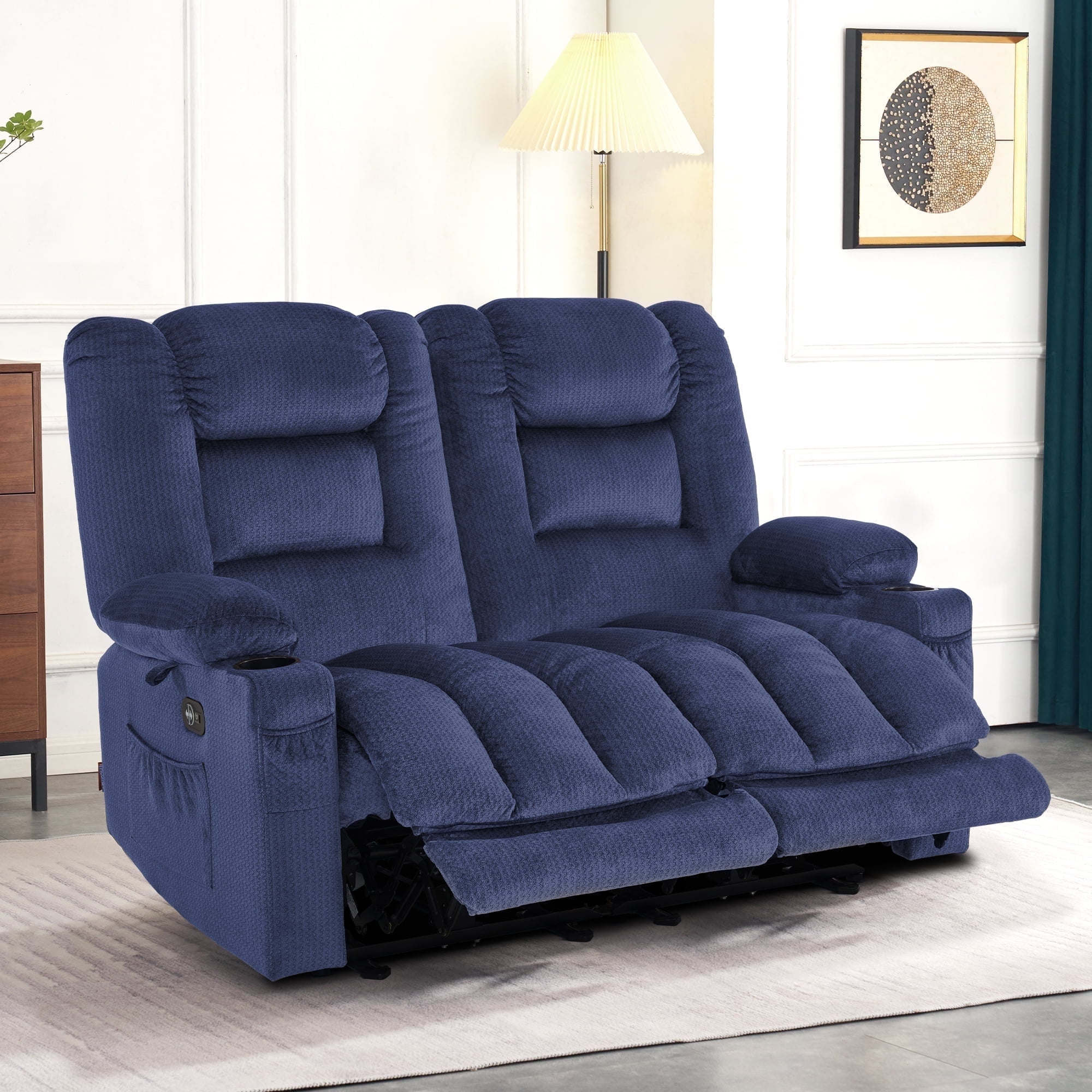 MCombo 55.9" Power Loveseat Recliner Sofa with Heat and Massage for ...