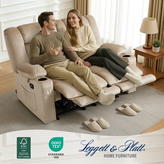 MCombo Power Loveseat Recliner Sofa, 55.9 inches, Heat, Massage, USB ...