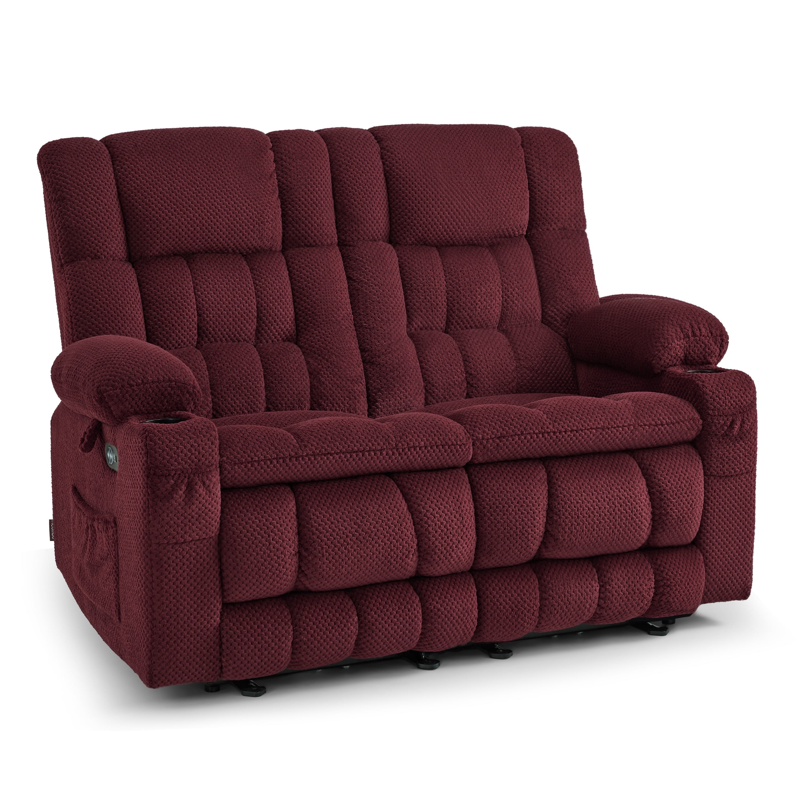 MCombo 57" Power Loveseat Recliner Sofa with Heat Vibration for Living ...