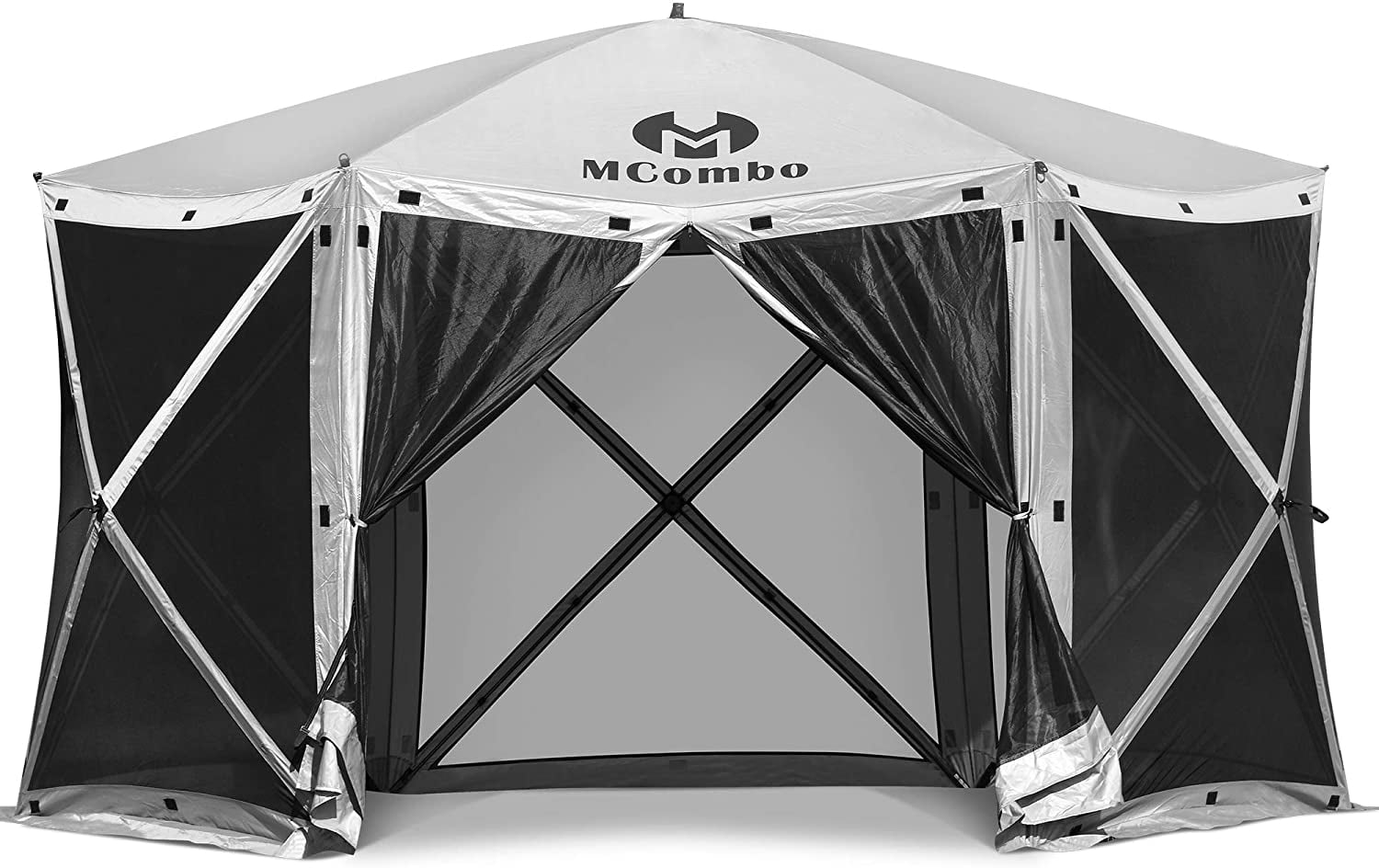 MCombo 6-Sided Gazebo Portable Pop up Tent Canopy (6-8 Persons), Gray ...
