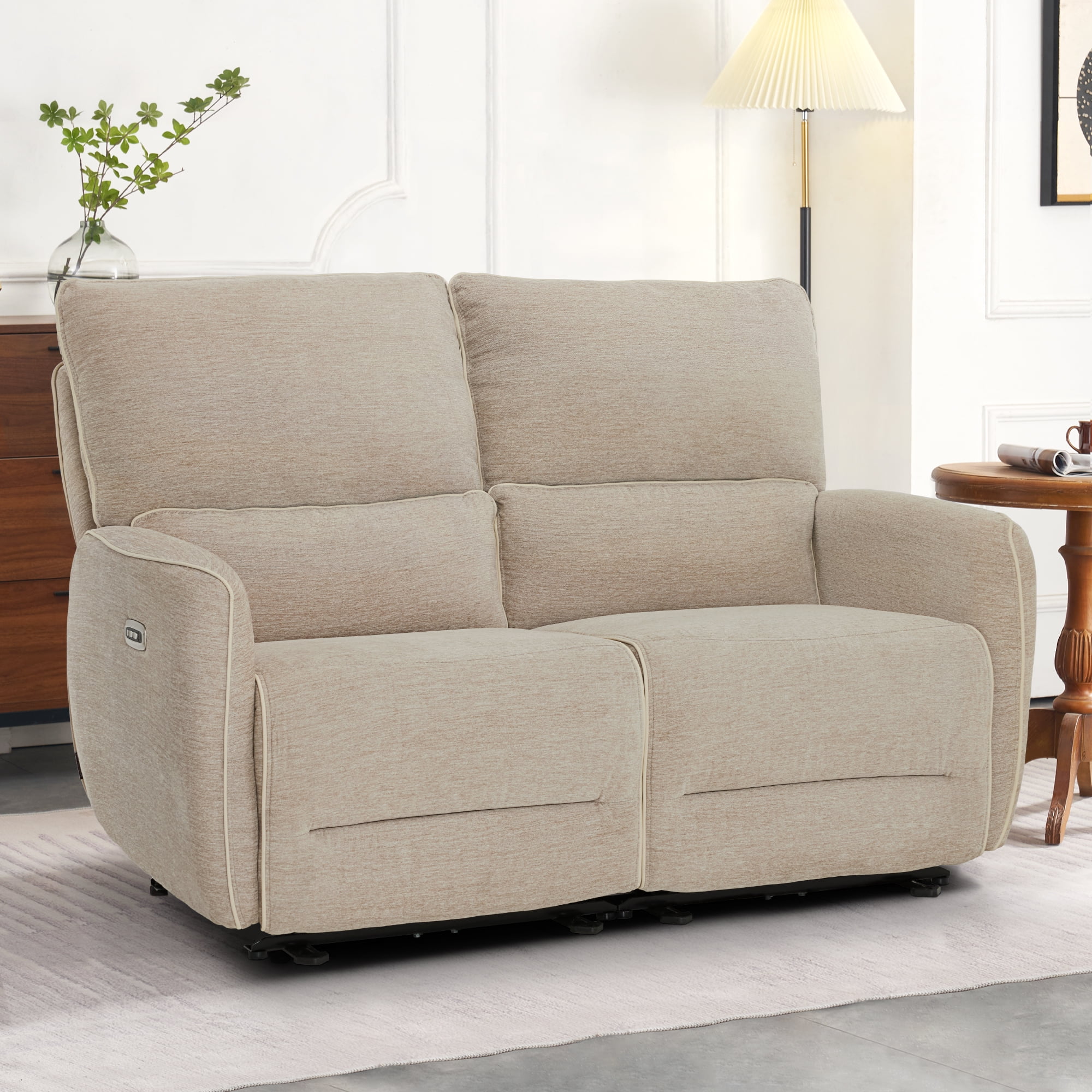 MCombo 60.2" Wall Hugger Power Reclining Loveseat Sofa with Adjustable ...