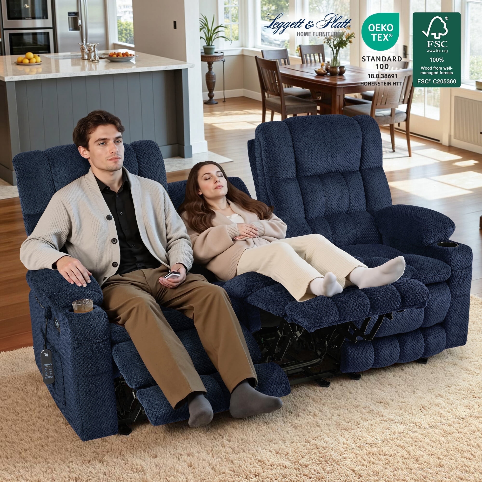 MCombo 80.7" 3 Seater Power Reclining Sofa Couch with Heat Vibration ...