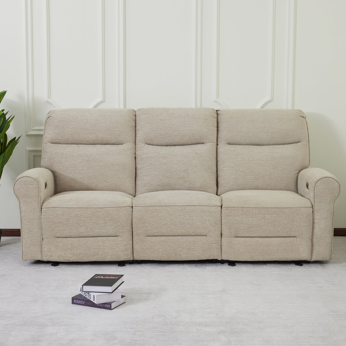 MCombo 87.8" Wall Hugger Power Reclining Sofa with Drop Down Table, 3 ...
