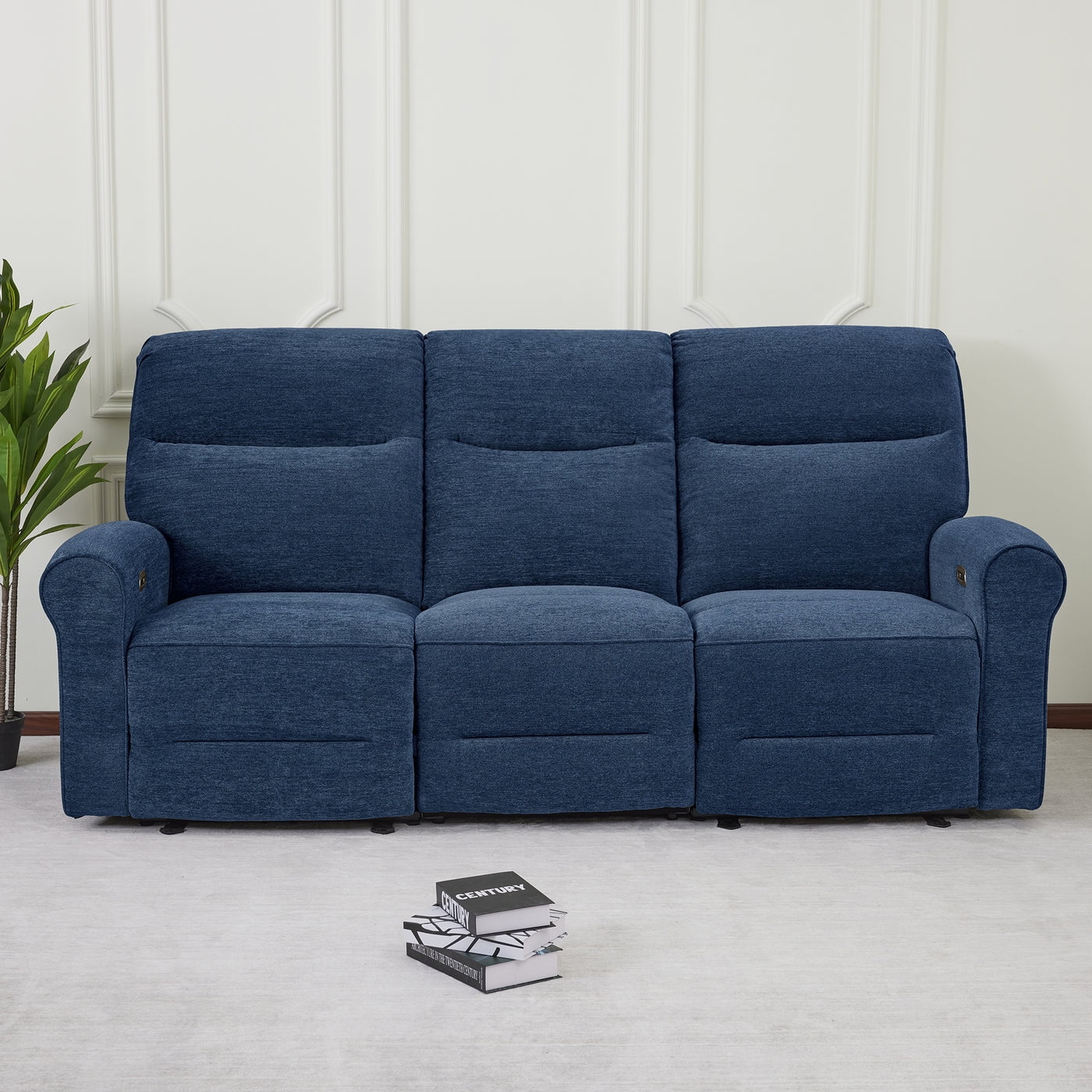 MCombo 87.8" Wall Hugger Power Reclining Sofa with Drop Down Table, 3 ...
