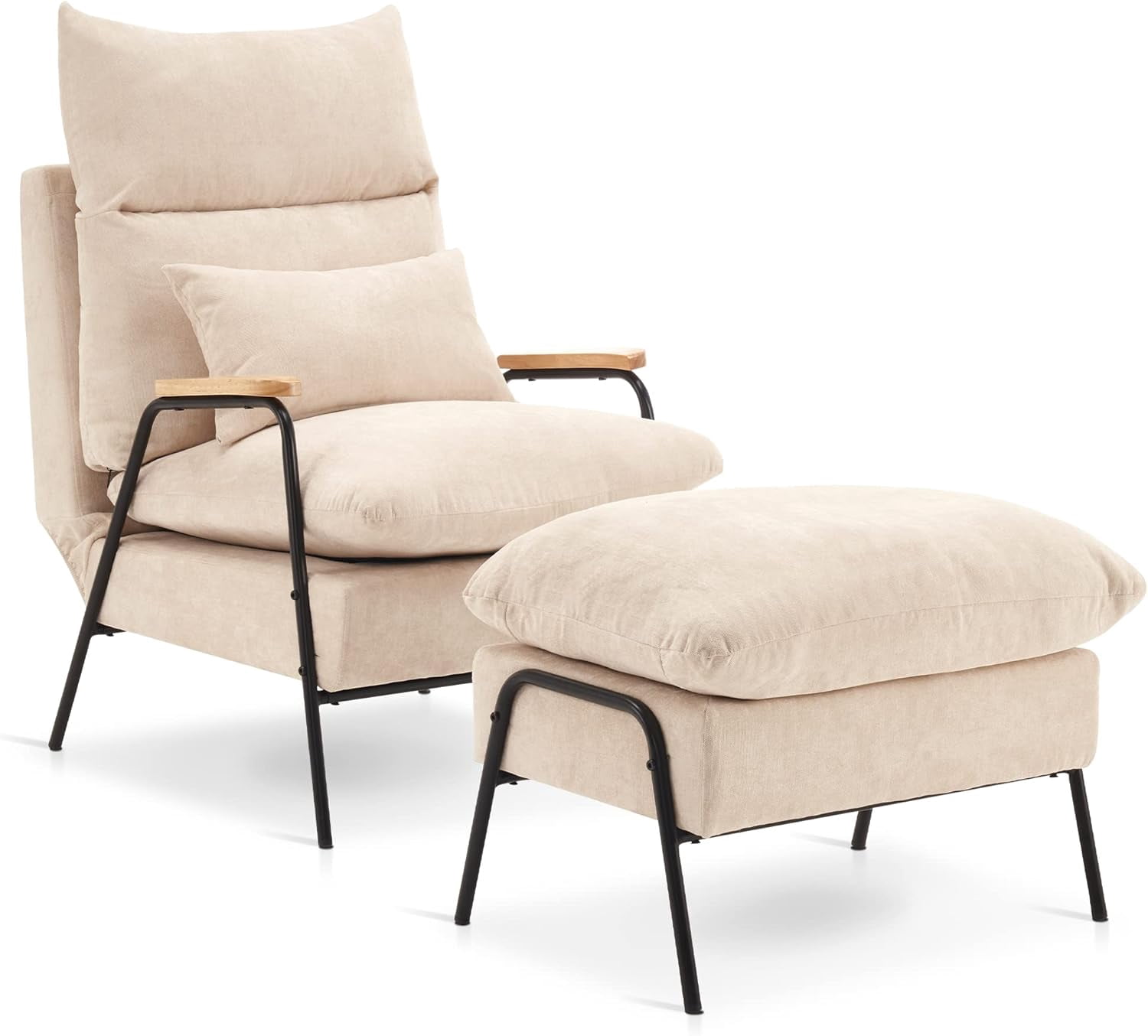 MCombo Accent Recliner Chair with Ottoman, Modern Fabric Armchair ...