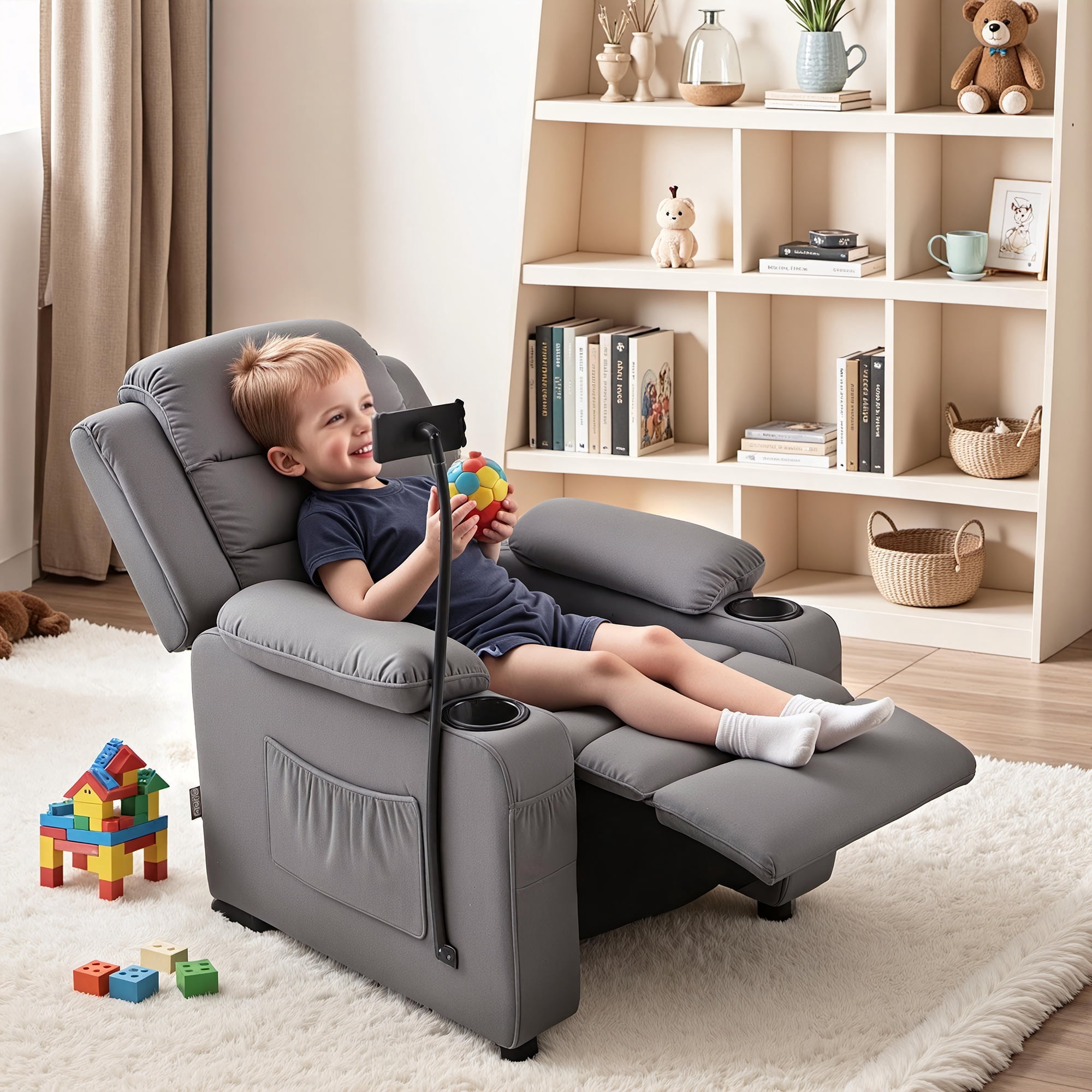 MCombo Big Kids Recliner with iPad Stand and Cup Holders, Ages 5 ...