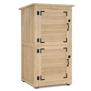 MCombo Outdoor Wooden Storage Cabinet, Garden Tool Shed w/ Latch ...