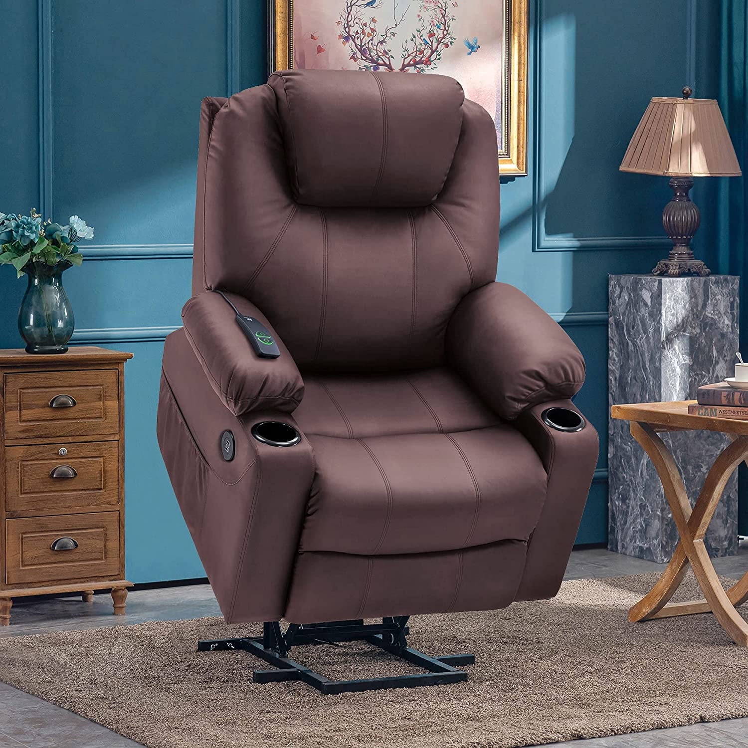 MCombo Electric Power Lift Recliner, Massage & Heat, 2 Pockets, USB ...