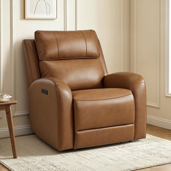 MCombo Genuine Leather Zero Wall Hugger Power Recliner Chair for Small ...
