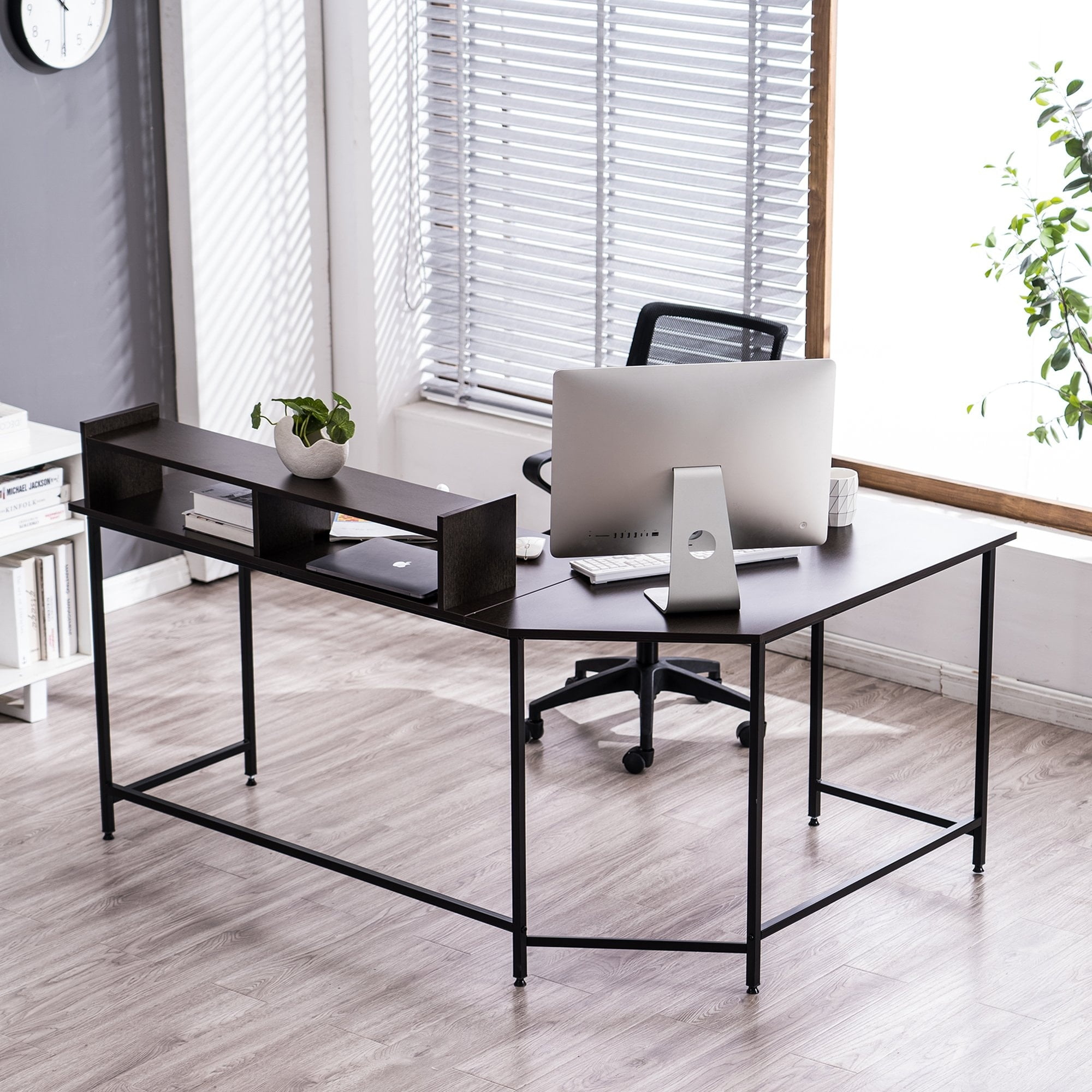 MCombo L-Shaped Computer Gaming Corner Desk with Large Monitor Stand ...