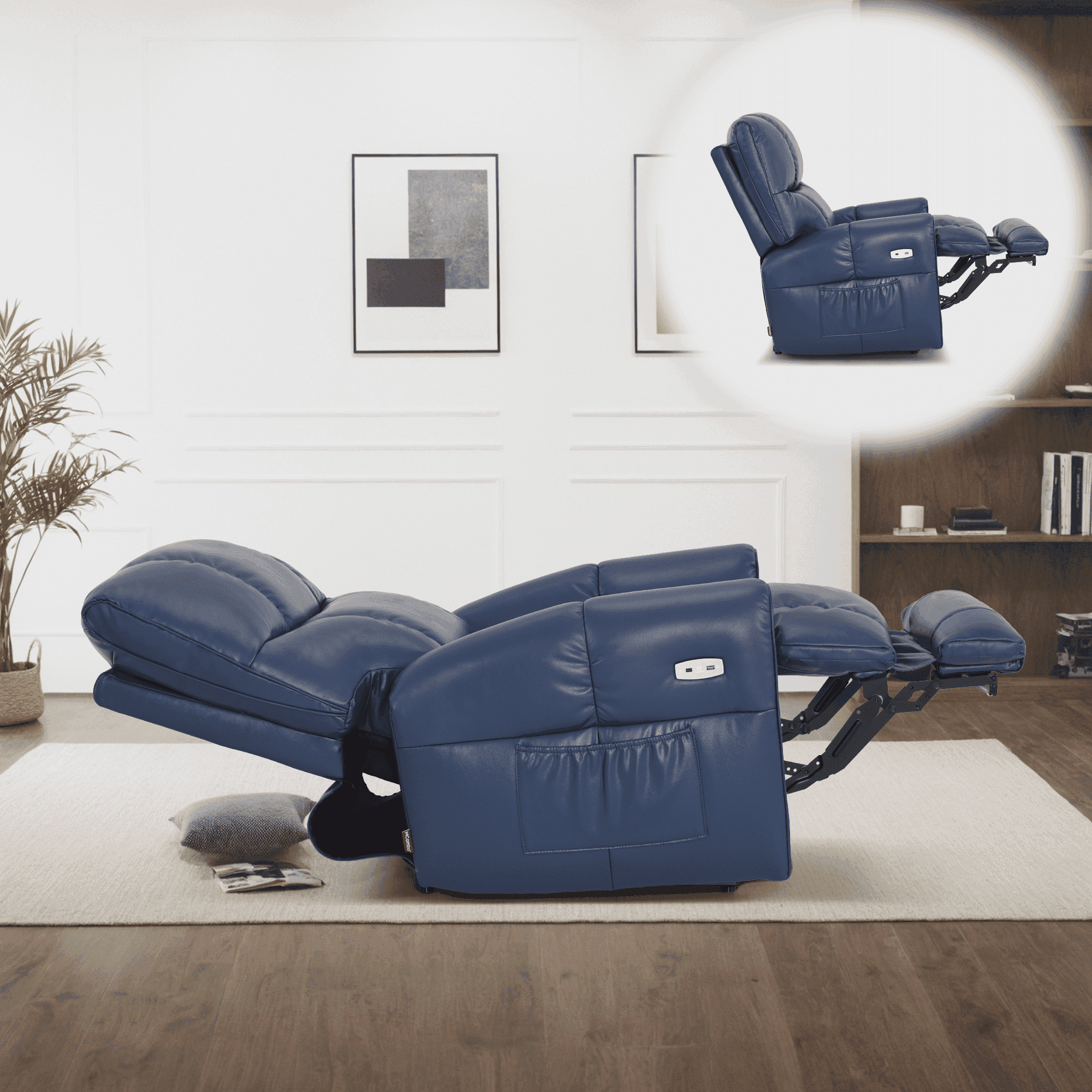 MCombo Large Lay Flat Dual Motor Power Recliner Chair, Infinite ...