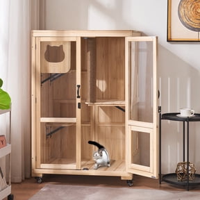 Miumaeov 44.1*22*42.5in Wooden Large Cat Villa Rectangular Cat House ...
