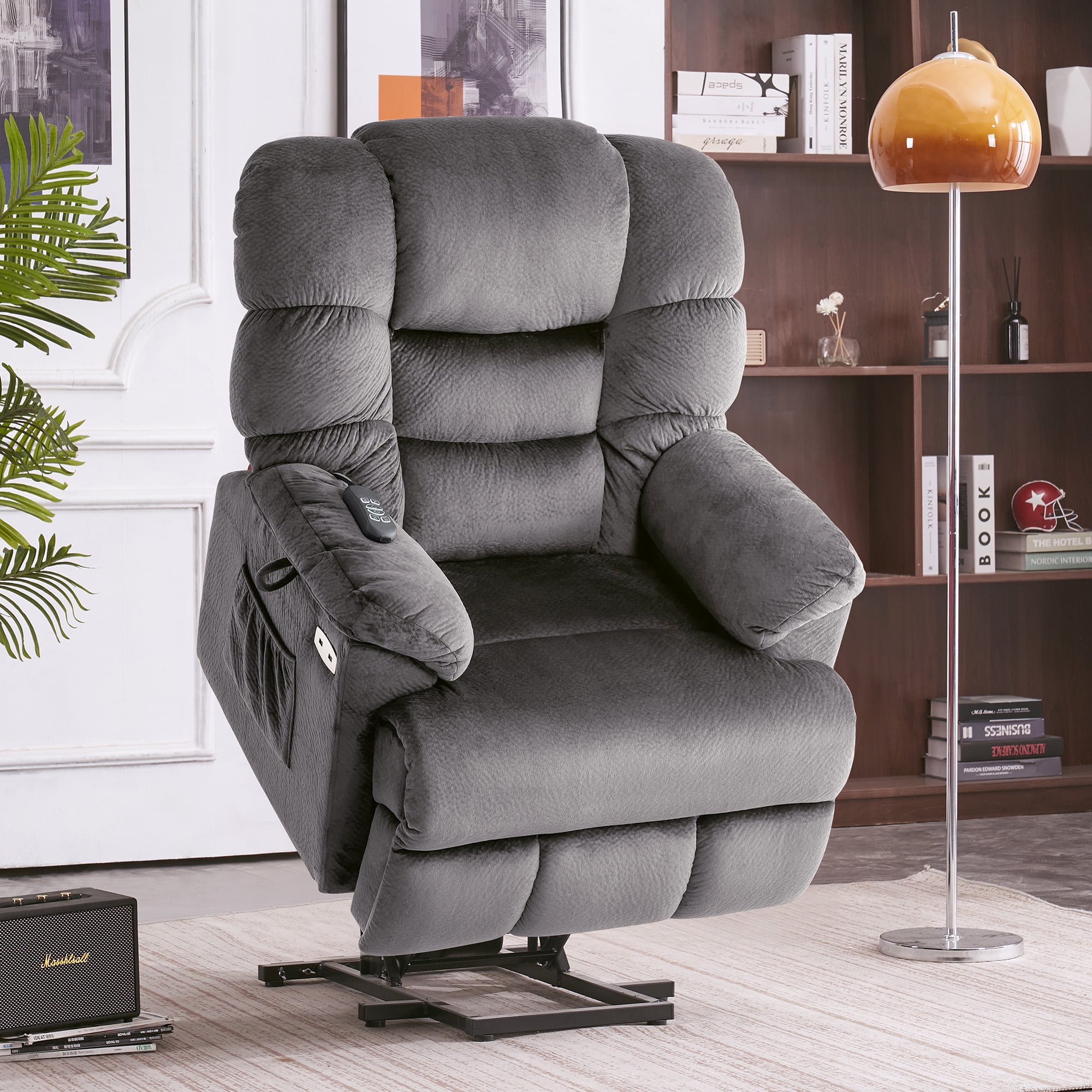 Power Lift Recliner Lay Flat Sleeper Dual Motor Lift Chair for Elderly ...