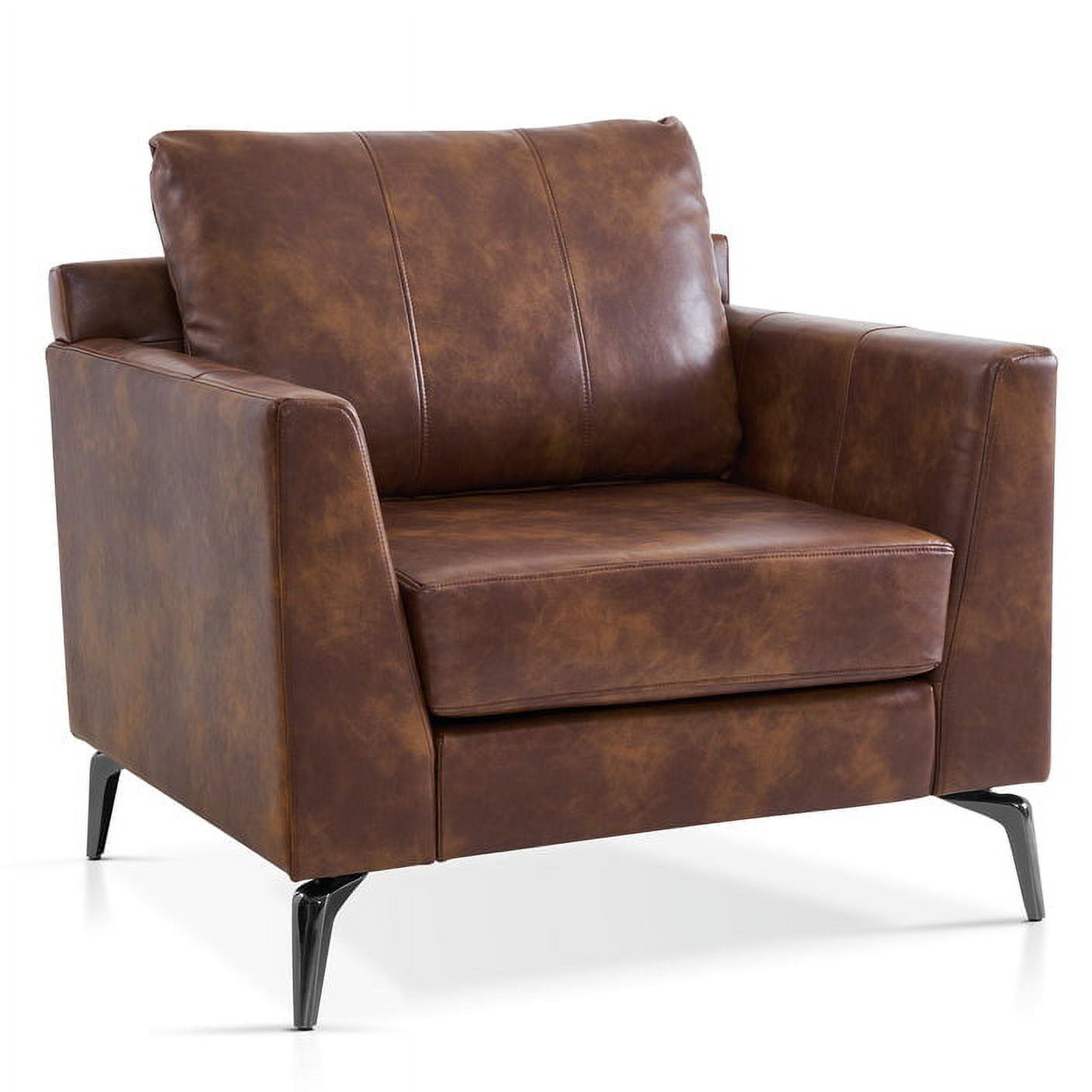 MCombo Modern Accent Chair, Faux Leather Upholstered Lounge Armchair ...
