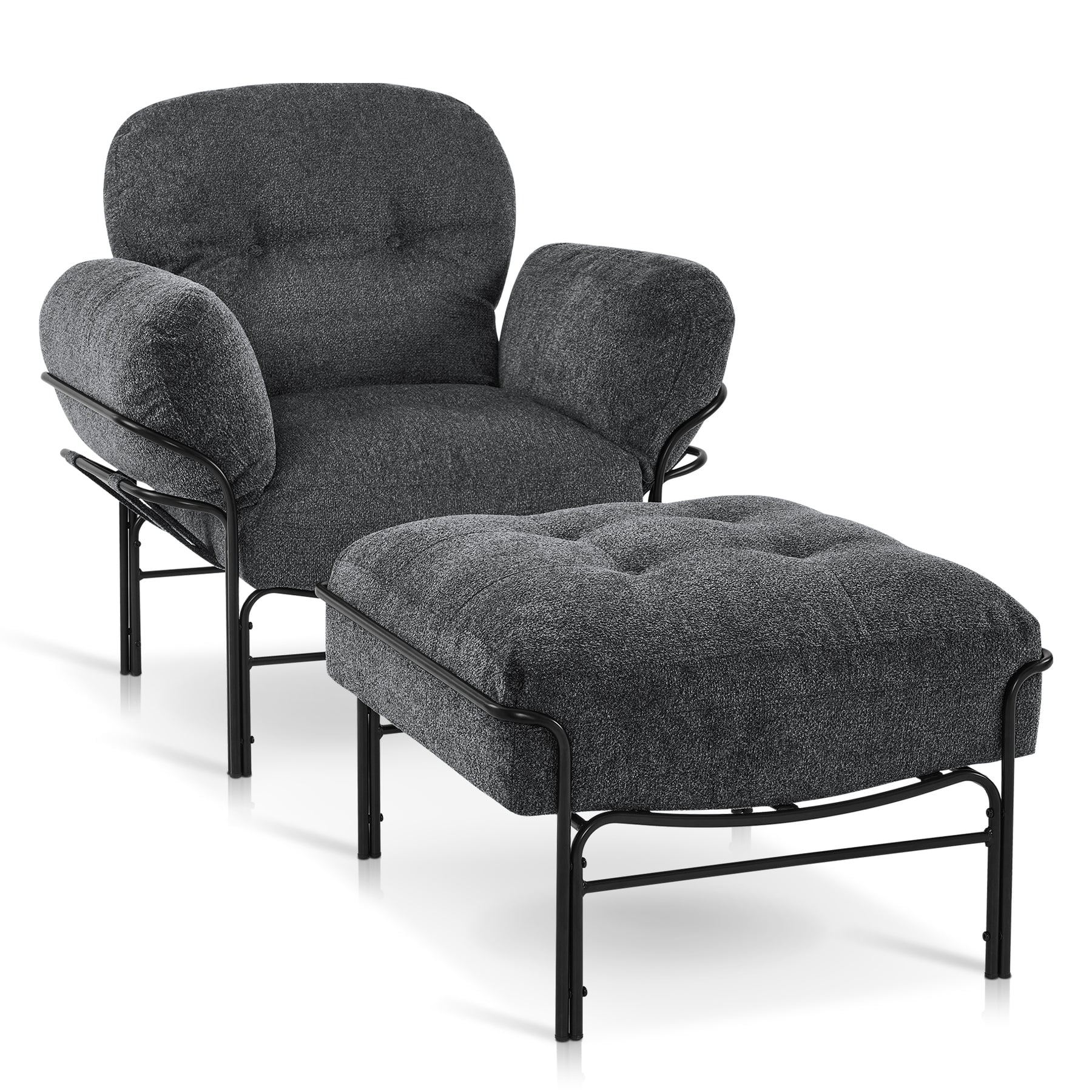 MCombo Modern Accent Chair with Ottoman, Living Room Chairs with ...