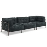 MCombo Modern Faux Fur Removable Cushions Metal Frame Sofa, Grey ...