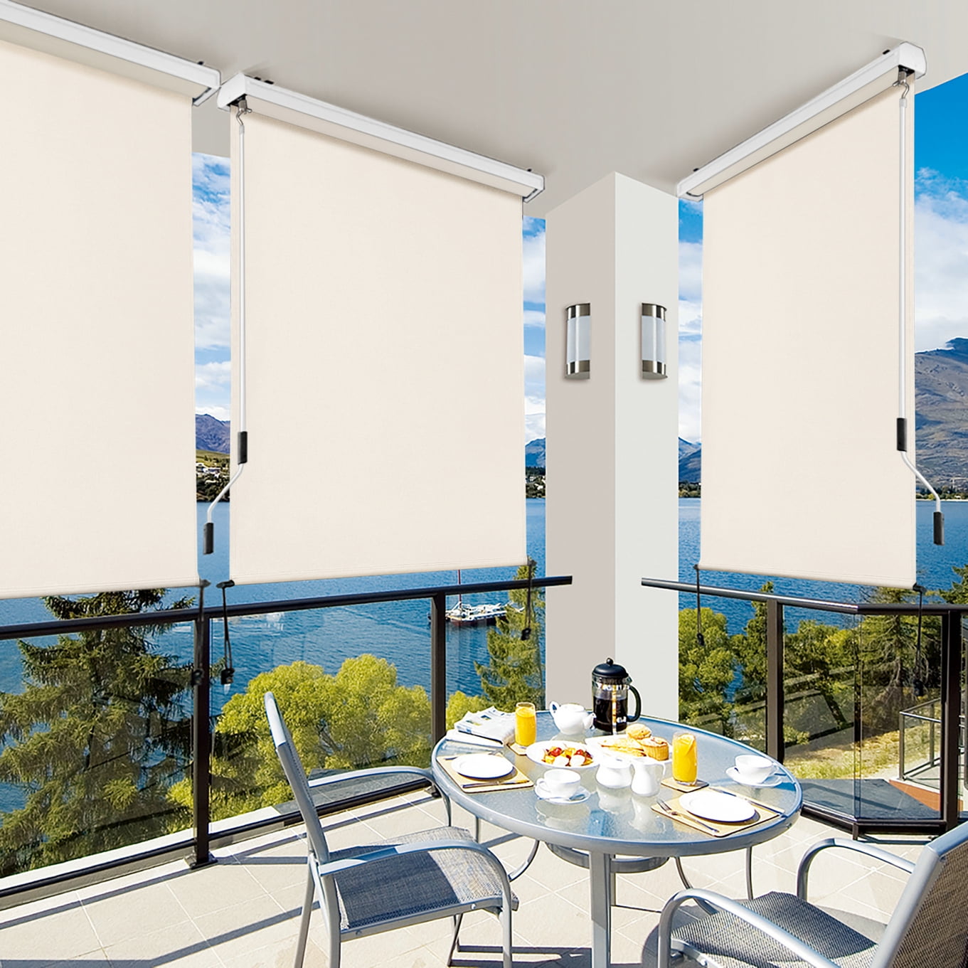 MCombo Retractable Deck Sunshade Awning, 4x8ft Outdoor Patio Roller ...