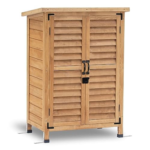 MCombo Outdoor Wood Storage Cabinet, Small Size Garden Wooden Tool Shed ...