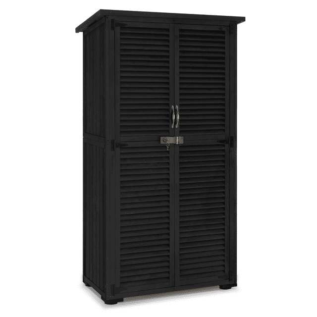 MCombo Outdoor Wooden Storage Cabinet, Garden Tool Shed w/ Latch ...