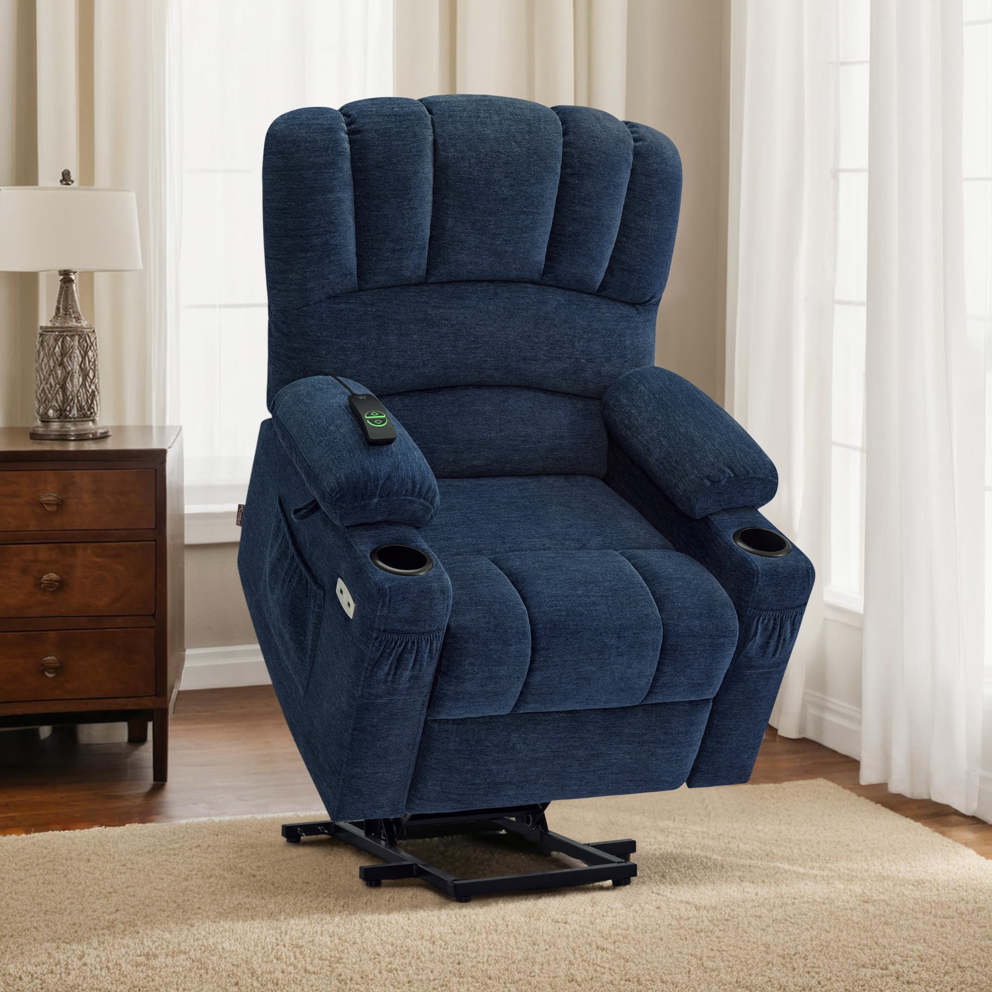 MCombo Power Lift Recliner with Massage Heat, Extended Footrest, Fabric ...