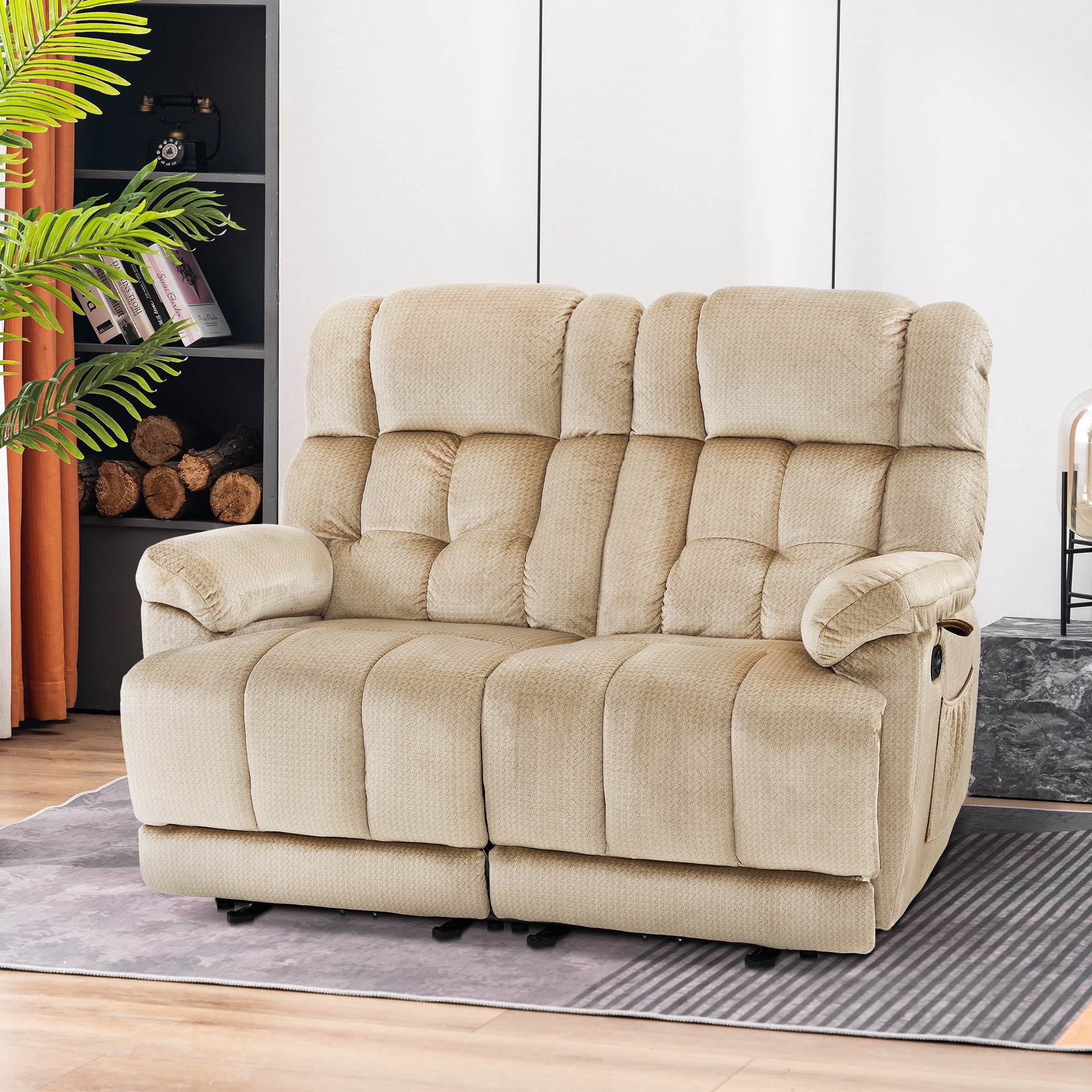MCombo Power Loveseat Recliner, Dual Couch Massager, USB, Electric Sofa ...