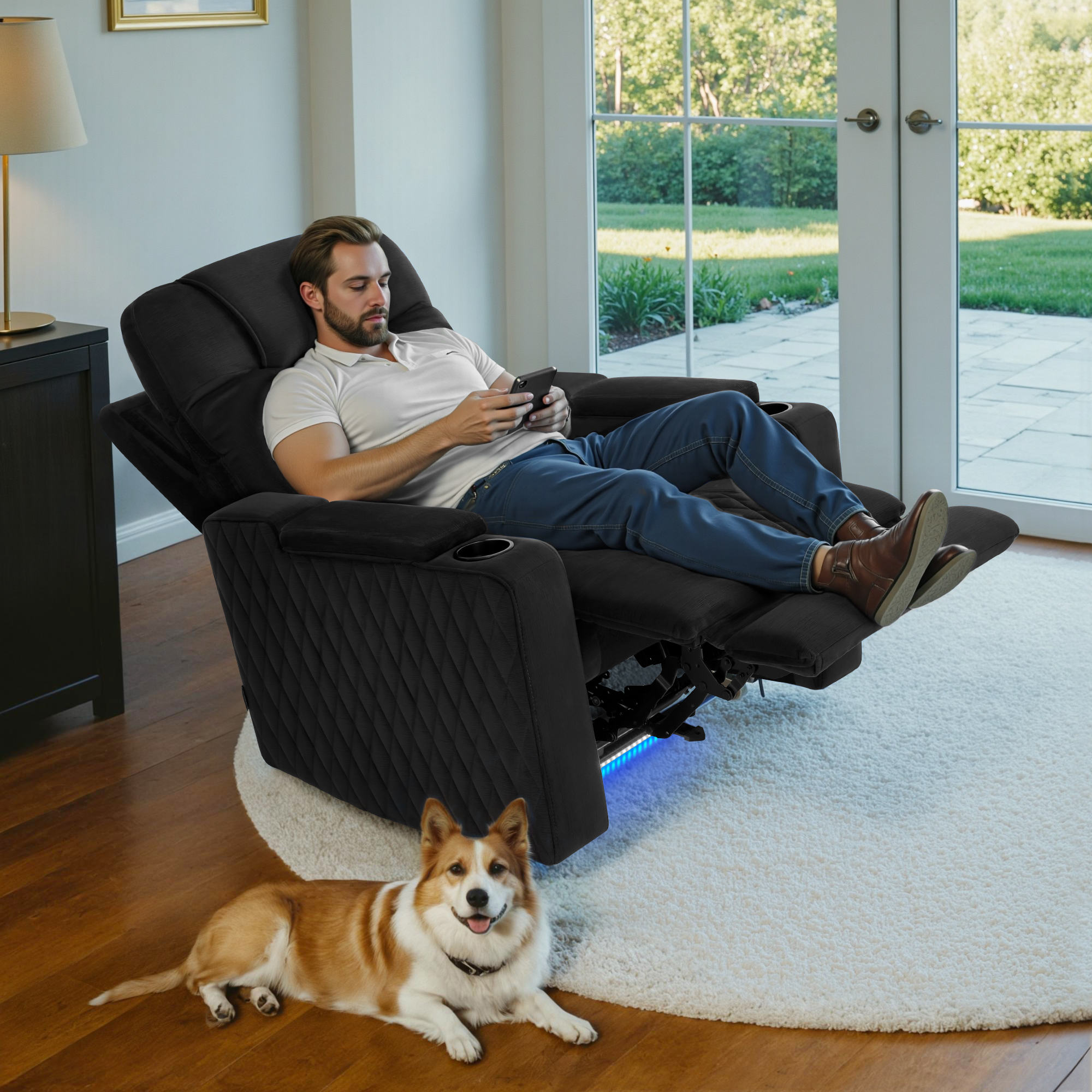 MCombo Power Recliner Chair with Power Headrest, LED Light, Armrest ...