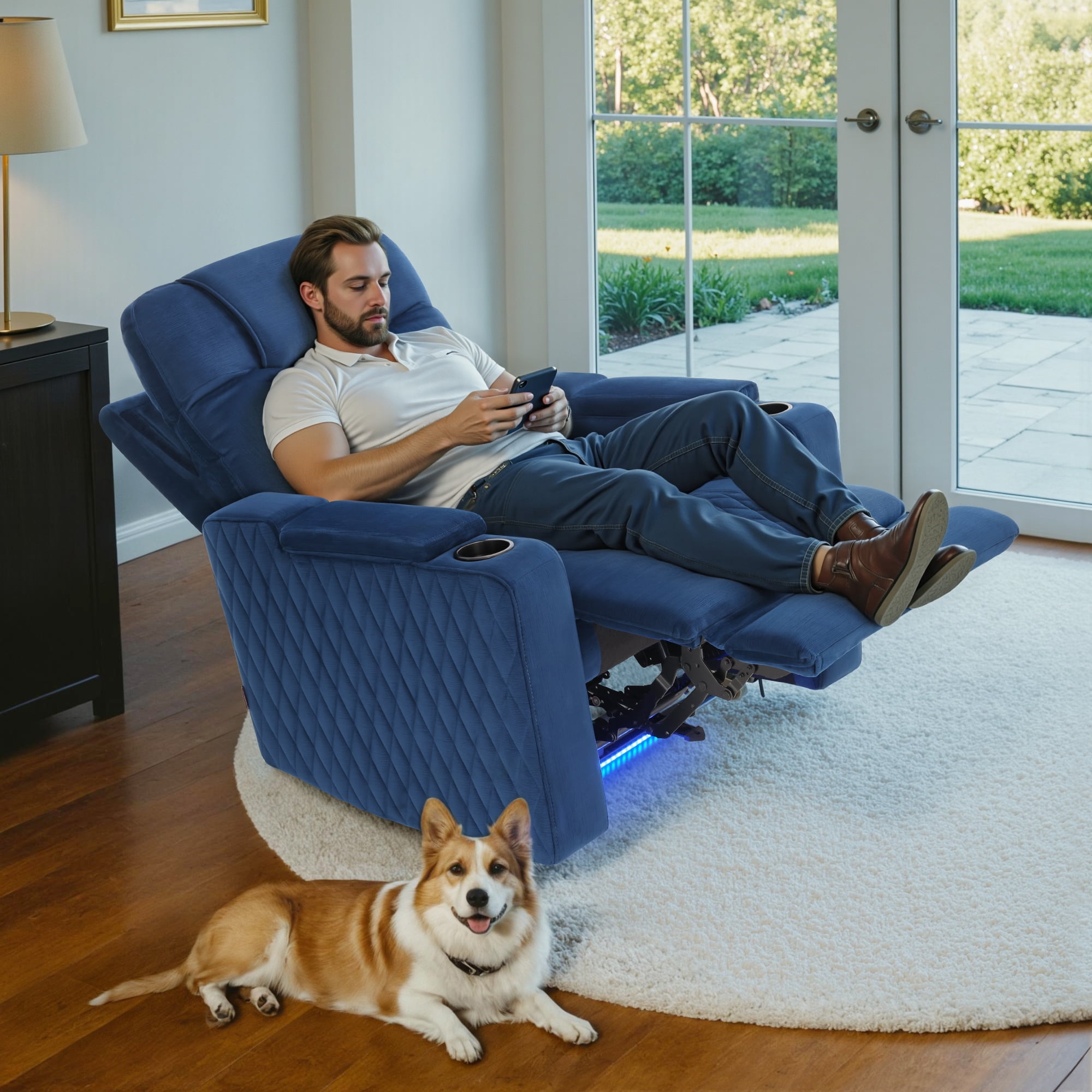 MCombo Power Recliner Chair with Power Headrest, LED Light, Armrest ...