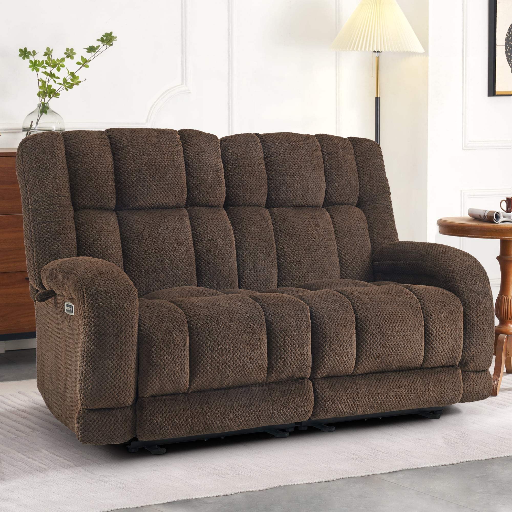 MCombo Power Recliner Loveseat Sofa with Adjustable Headrest, Heat and ...
