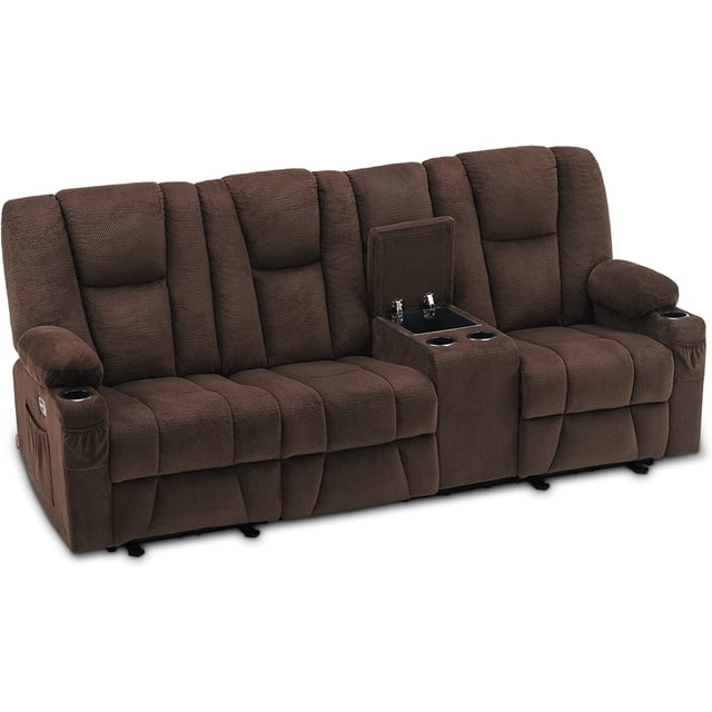 MCombo 3-Seater Power Reclining Sofa with Console, Massage, USB Ports ...