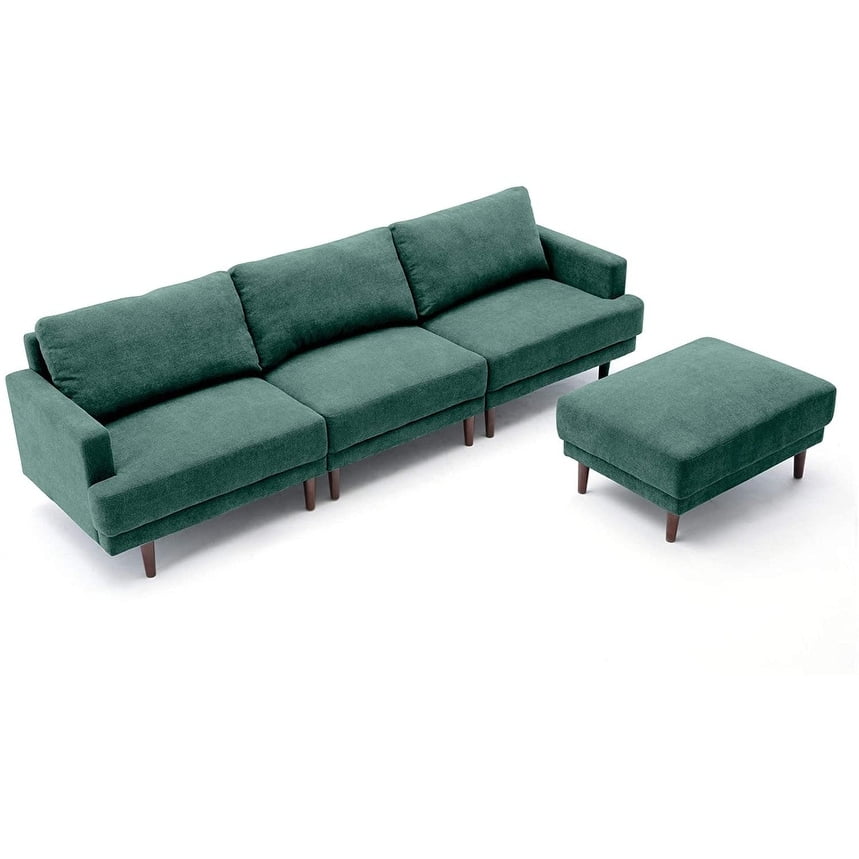 MCombo Sectional Couch Sofa Set with Ottoman, Fabric 5130 Green ...