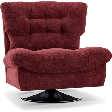 CHITA Swivel Fabric Accent Chair with Open Back&Wood Base,Modern ...