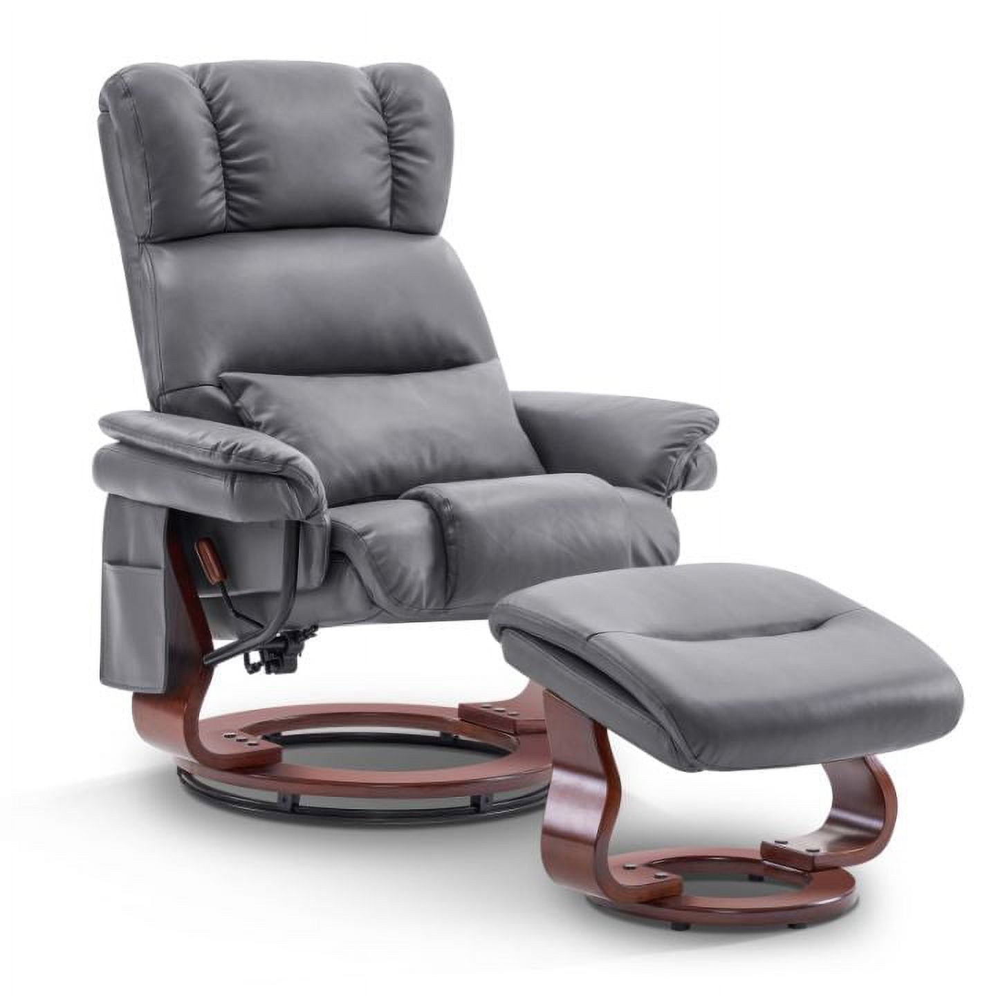 MCombo Ergonomic Swivel Recliner with Ottoman, Vibration Massage, Faux ...