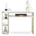 MCombo White & Gold Console Table with Storage for Living Room, Marble ...