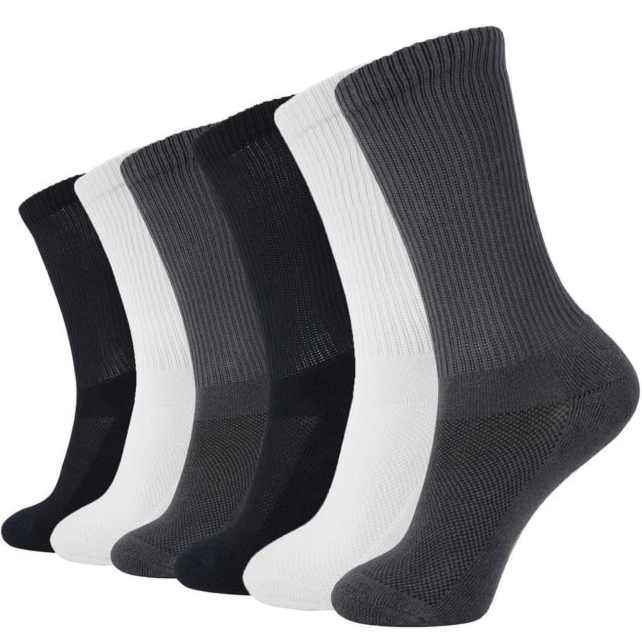 MD FootThera 6 Pack Mens Bamboo Crew Socks Smell Control Cushioned ...