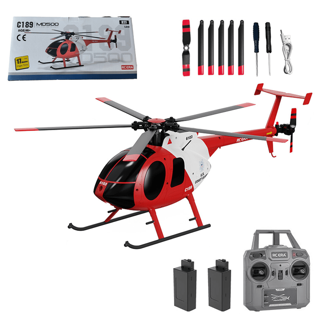 MD500 C189 RC Helicopter, 1/28 Scale 2.4G 4CH Single-Rotor RTF US ...