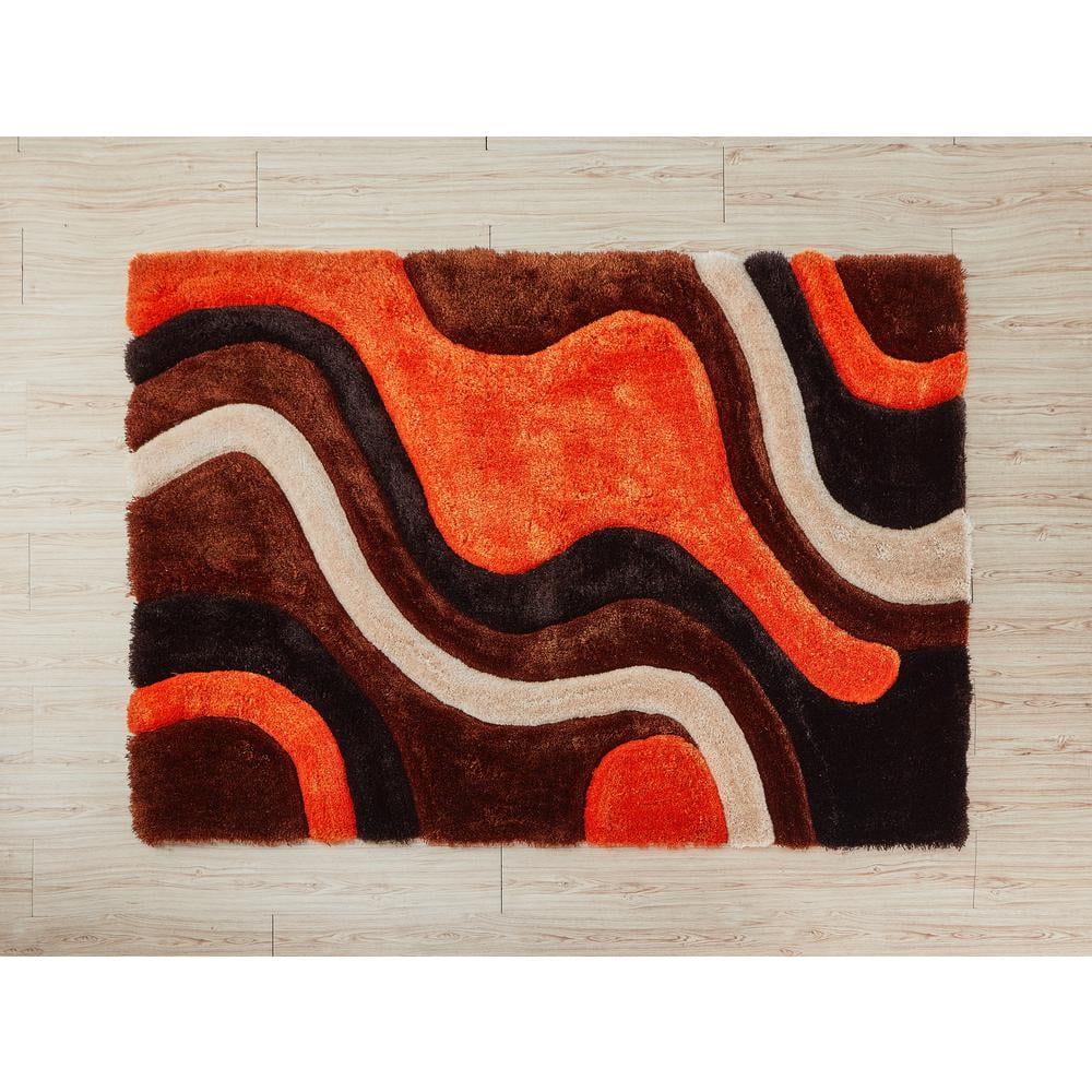 MDA Home Mates Modern Shag Area Rug, Polyester, Orange/Multicolor, 5' X ...
