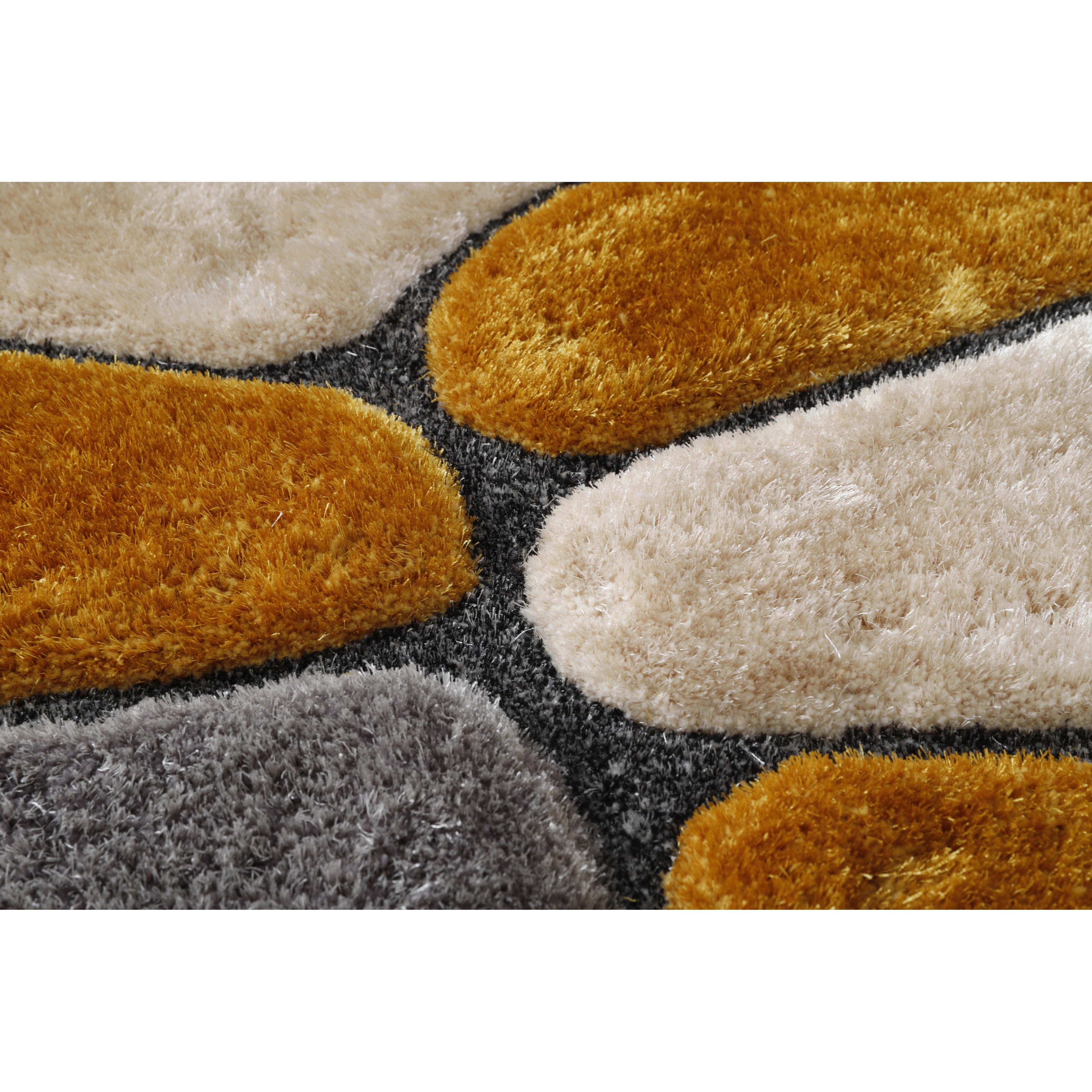 MDA Home Mateos Shag Area Rug, Thick High Pile, Gray, Mustard ...
