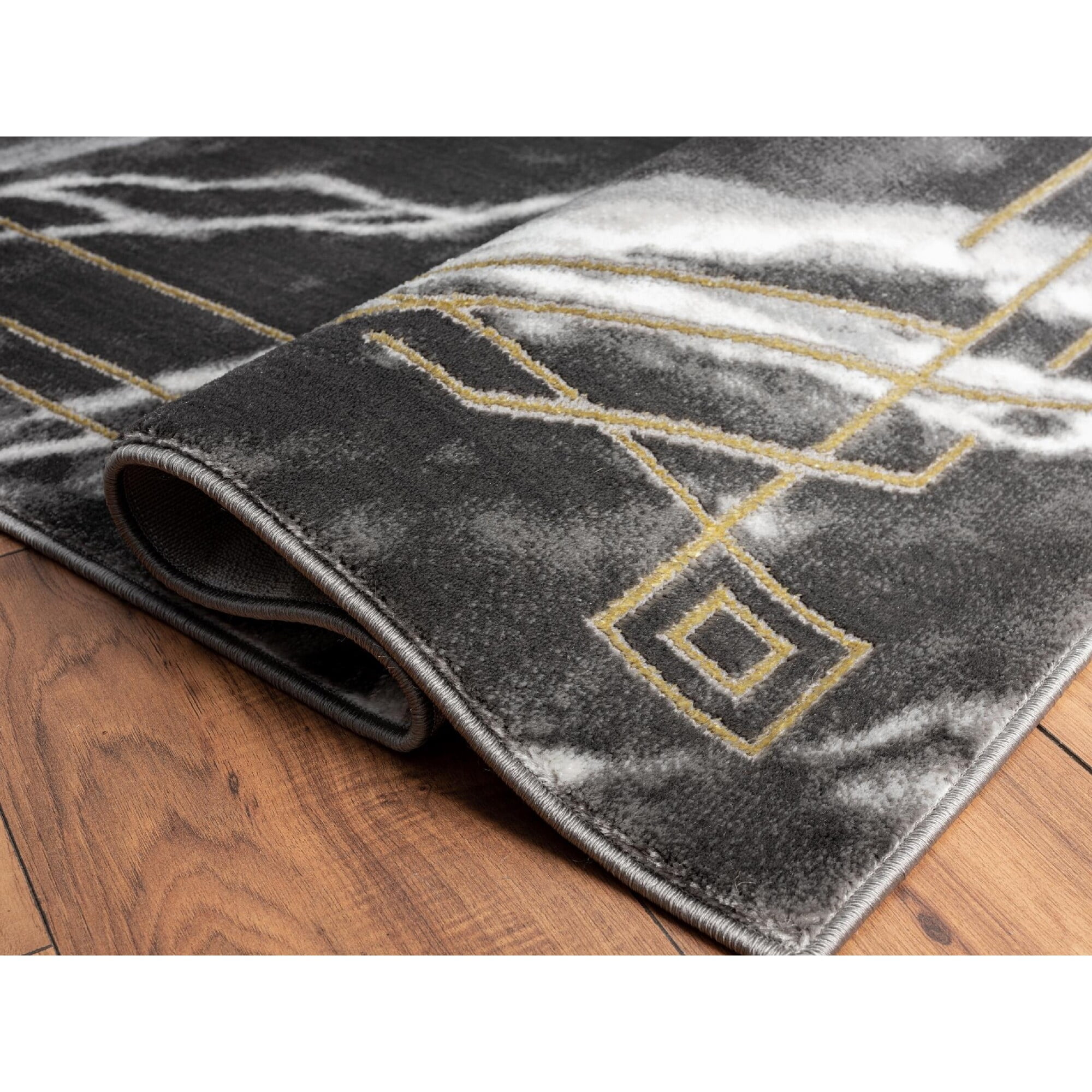 MDA Rug Imports Brooklyn Collection Abstract Grey/Gold Border Area Rug ...