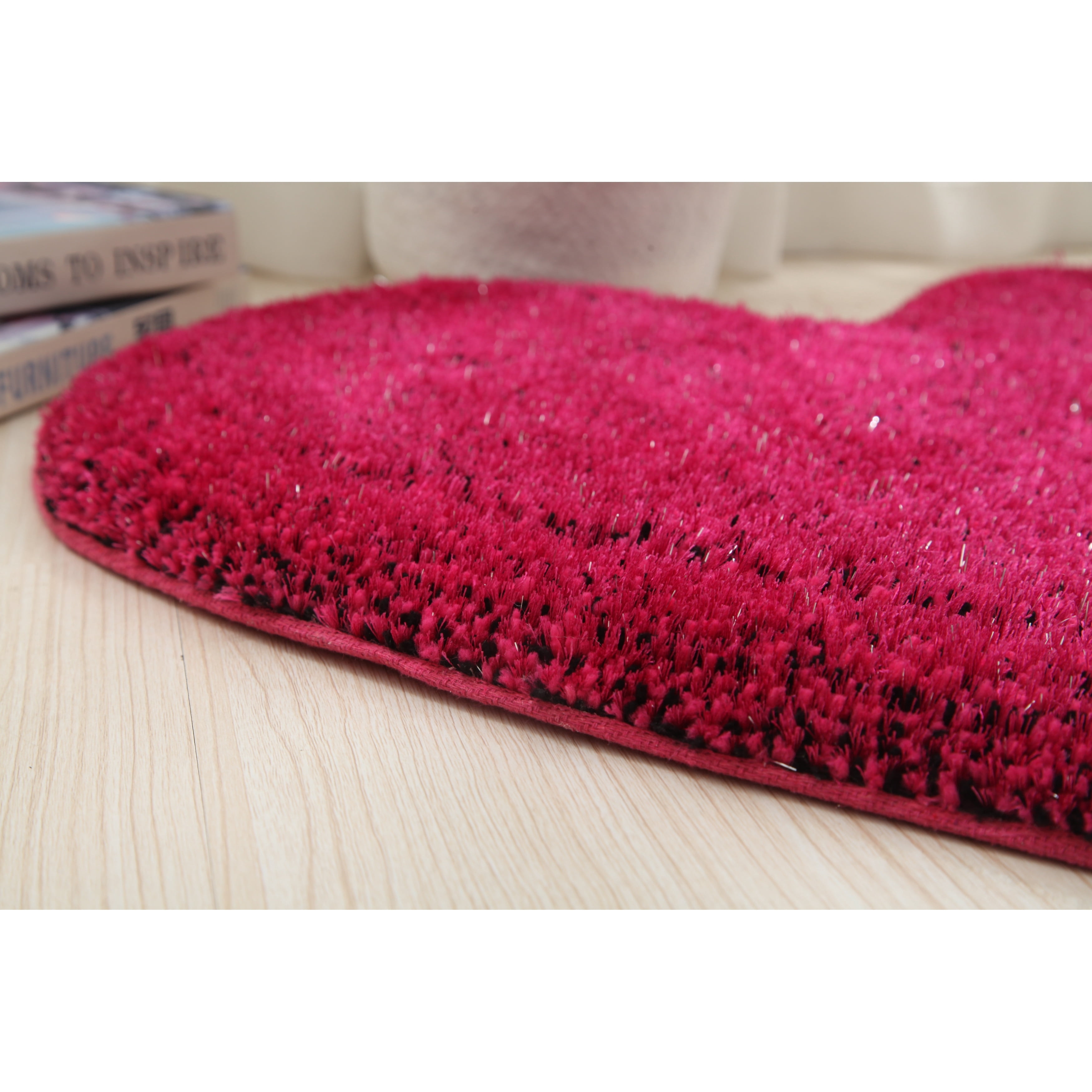 MDA Rug Imports Hearts Collection Hand Woven Shag Area Rug - 24" x 24 ...