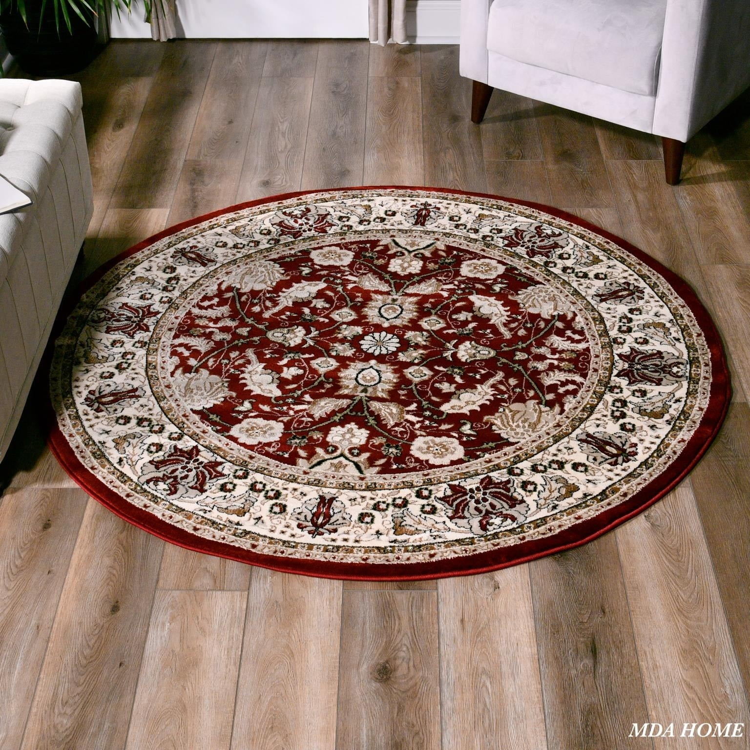 MDA Rug Imports Hollywood Collection Area Rug Burgundy 5'2'' Round ...