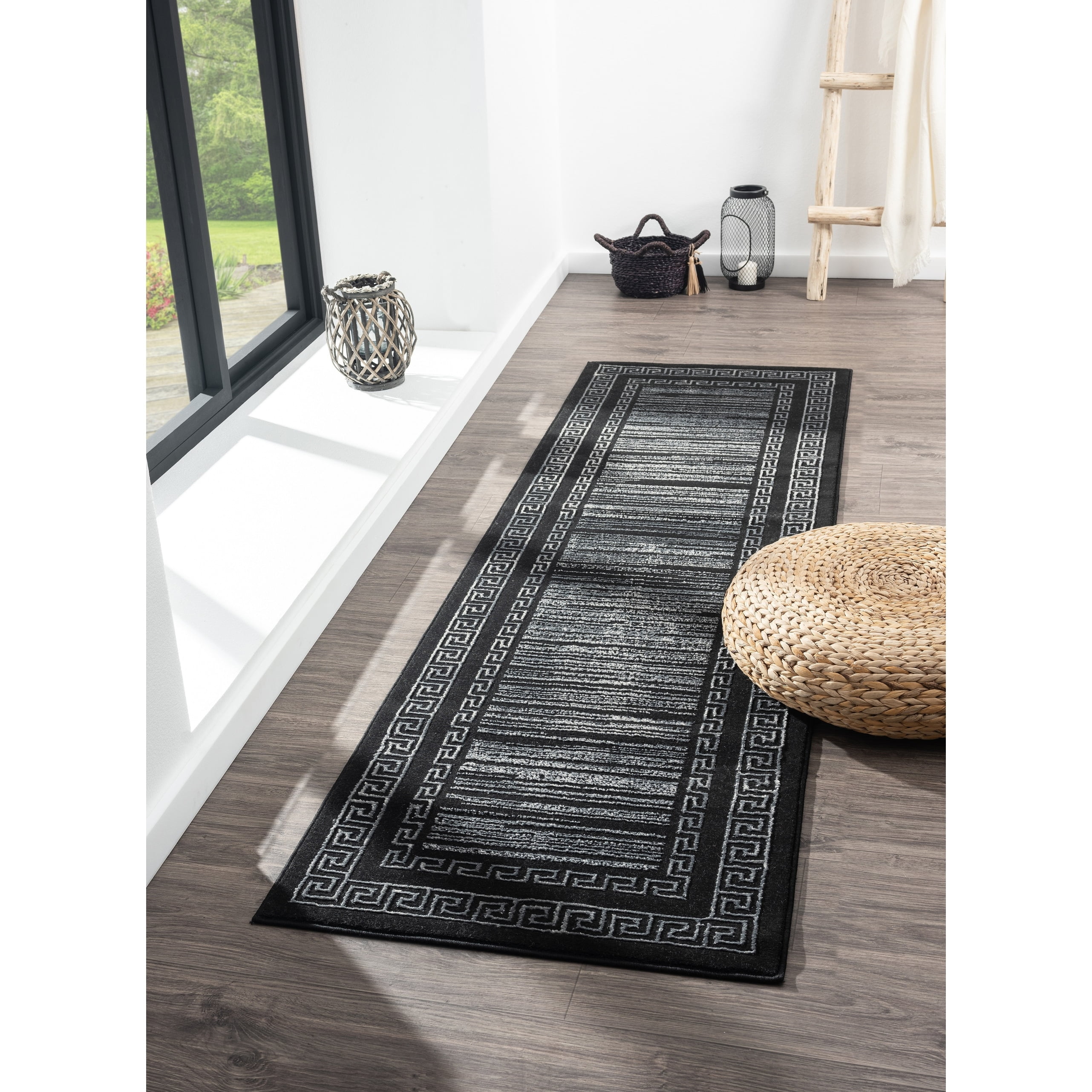 MDA Rug Imports Ksamil Collection Abstract Border Area Rug 2'4" x 7'11 ...
