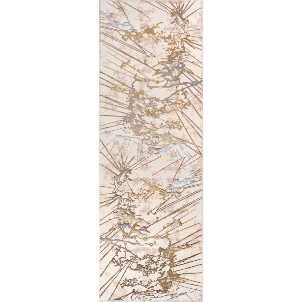 MDA Home London Cream/ Brown Abstract Area Rug - 2'8 x 7'8 - Walmart.com
