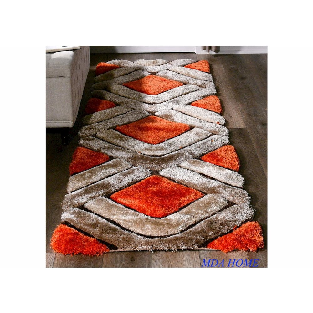MDA Rug Imports Mateos Shag Collection 100% Polyester Area Rug, Orange ...