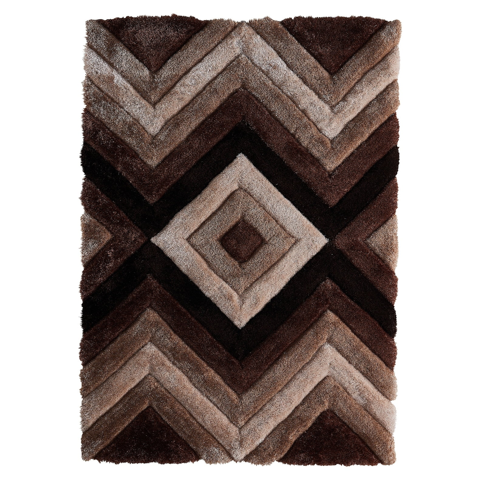 MDA Rug Imports Mateos Shag Collection Geometric Area Rug Brown 2'3'' X ...