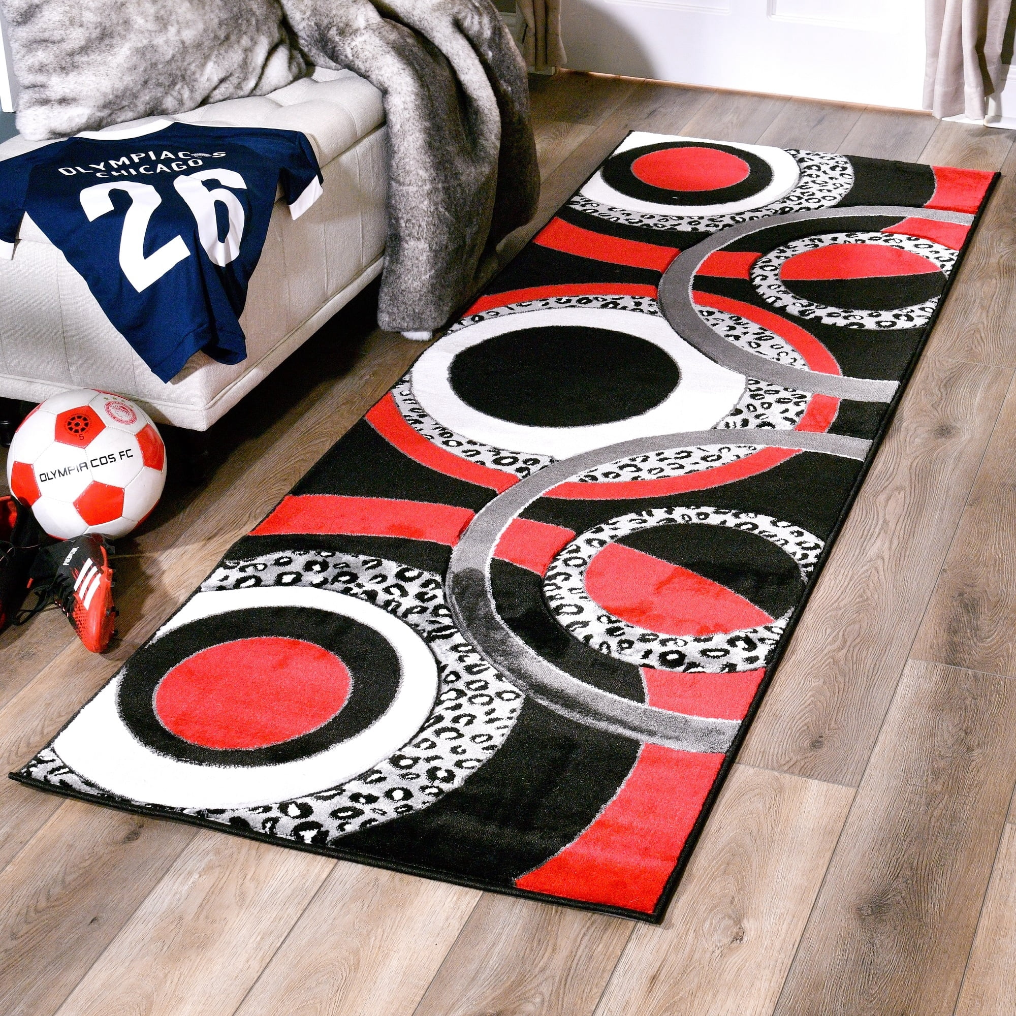MDA Rug Imports Orelsi Collection Abstract Area Rug Black/Red 2'8" x 11 ...