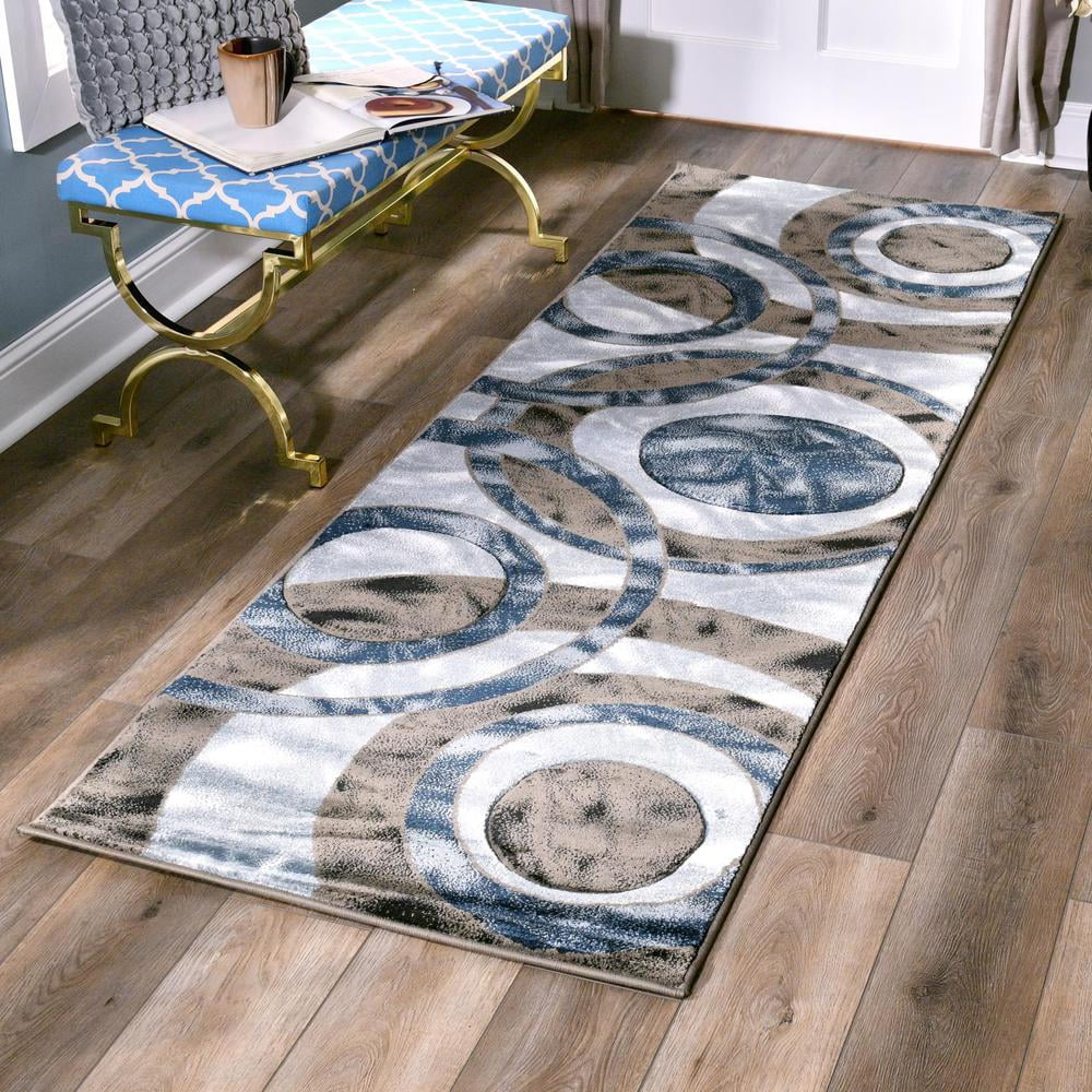 MDA Rug Imports Orelsi Collection Abstract Area Rug Blue/Brown 2'8" x 8 ...