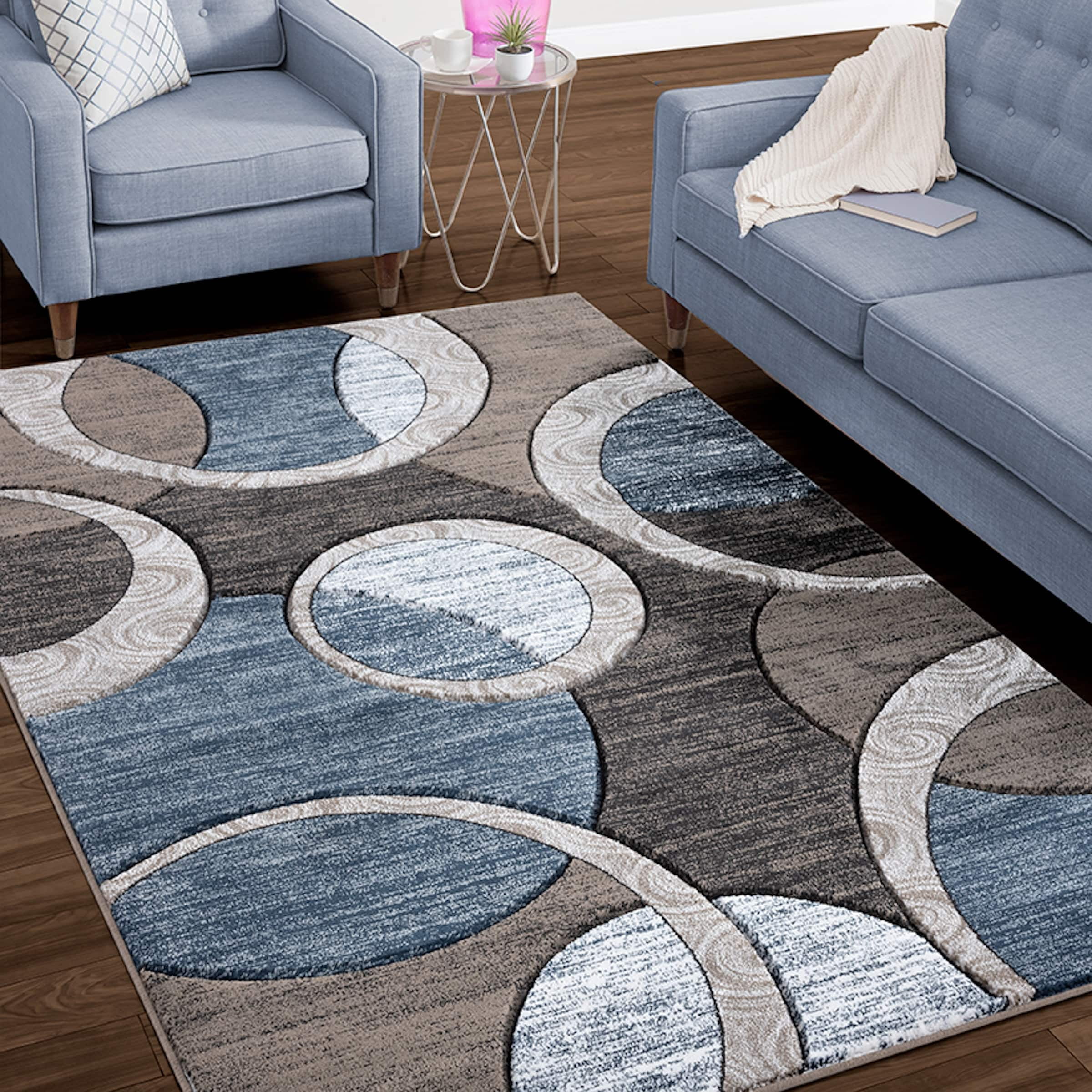 MDA Rug Imports Orelsi Collection Abstract Geometric Circles Area Rug ...