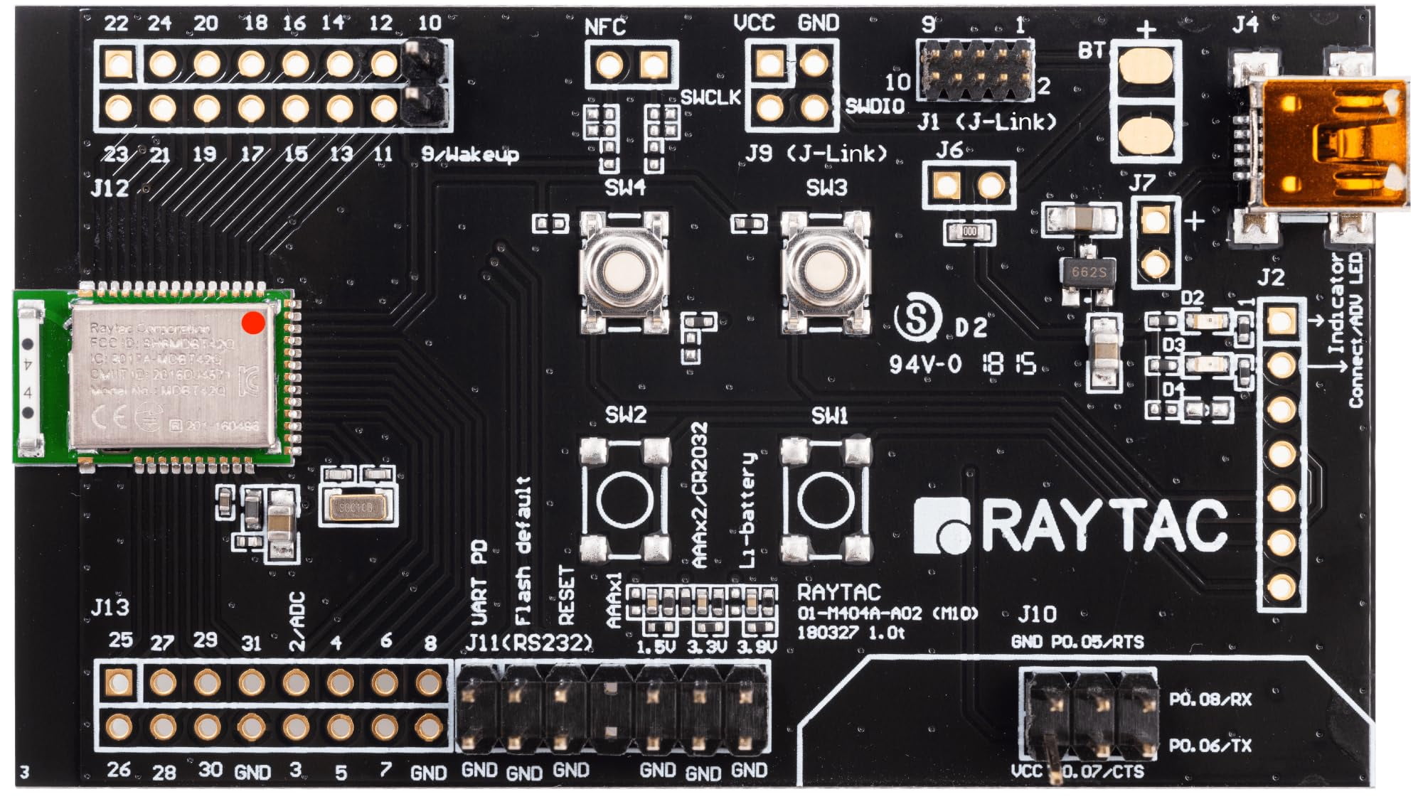 MDBT42Q-AT2-UART-S/AT Command/NUS/SPP Nordic Bluetooth SSF20 Module Chip Antenna Evaluation ...