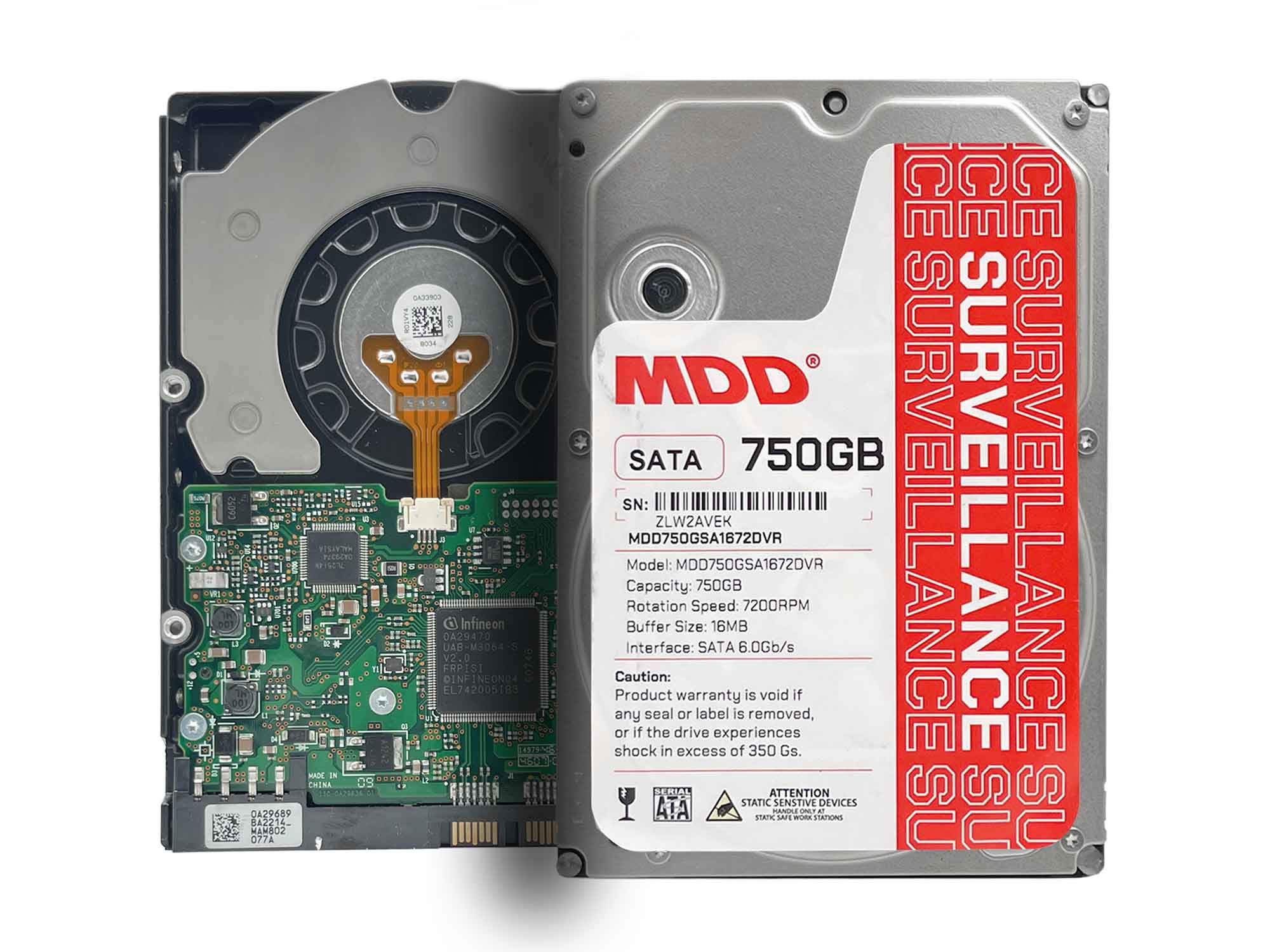 MDD 750GB (MDD750GSA1672DVR) 16MB 7200PM SATA 3.0Gb/s 3.5inch Internal ...