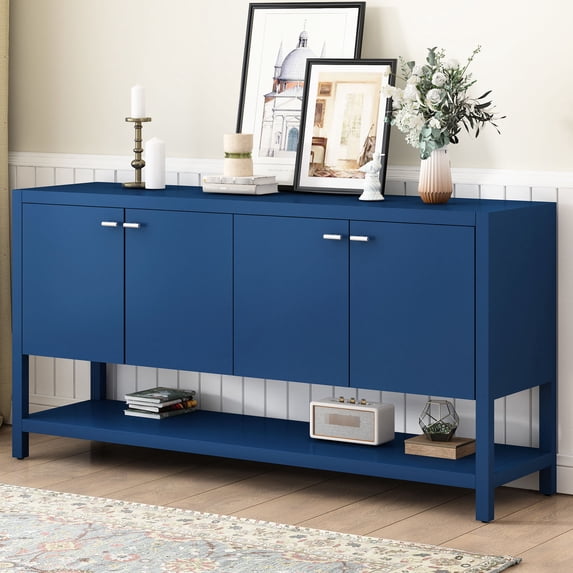 MDF Console with Adjustable Shelves and Decorative Display Shelf / Adds ...